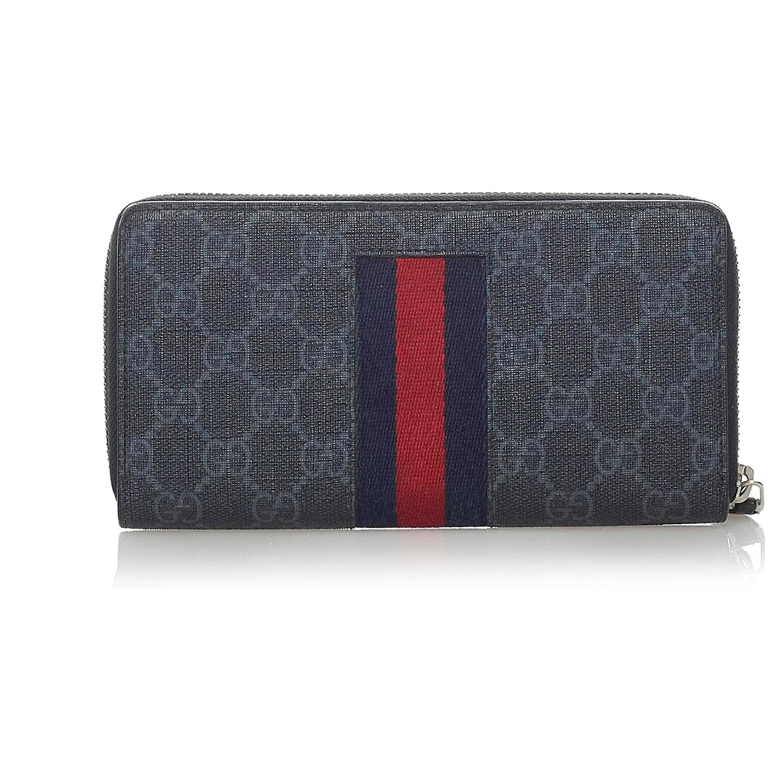 Gucci Blue GG Supreme Web Long Wallet Multiple colors Dark blue Leather ...