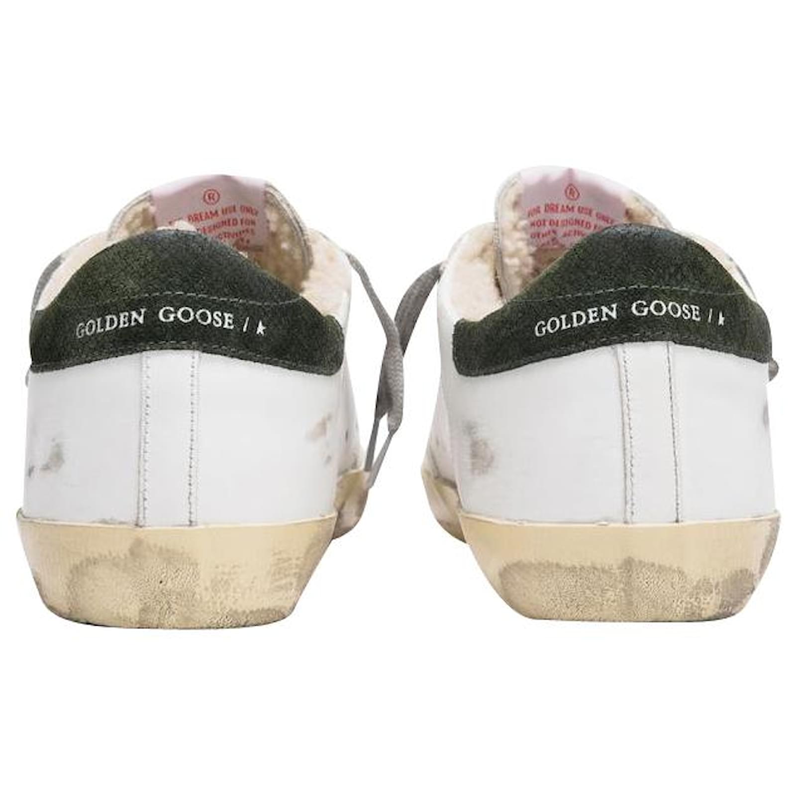 Golden Goose Deluxe Brand Baskets Super-Star en Cuir Blanc et Militaire ...