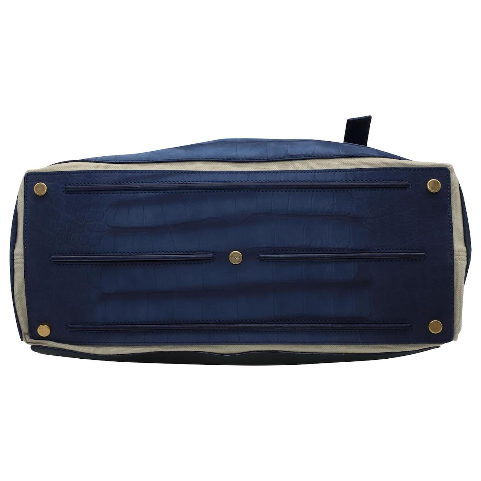 Yves Saint Laurent Muse Two Croc-Embossed Hand Bag in Tricolor Blue ...