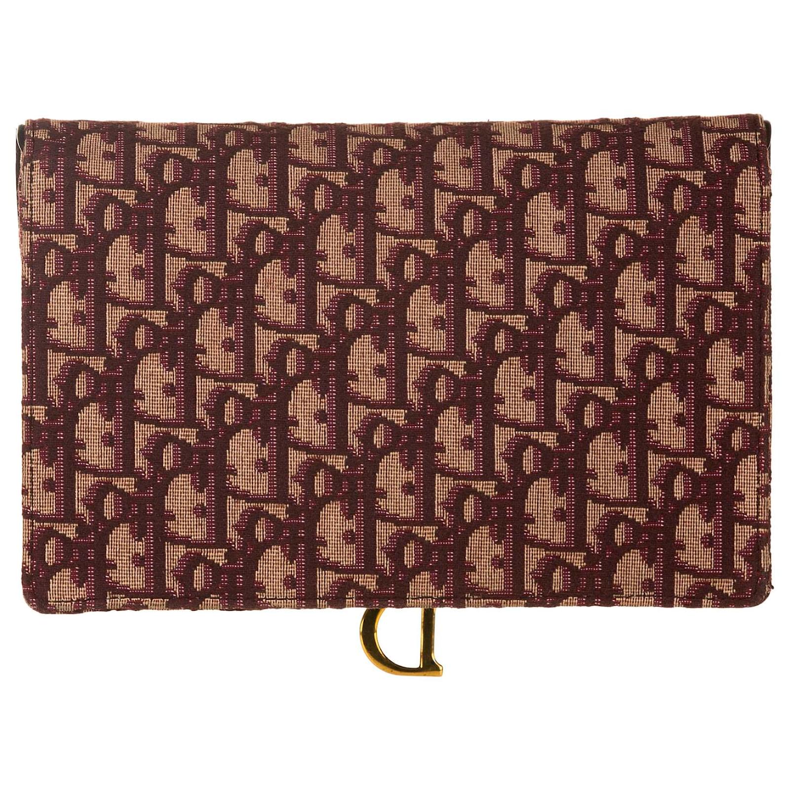Dior Red Dior Oblique Saddle Canvas Wallet on Chain Brown Beige Leather ...
