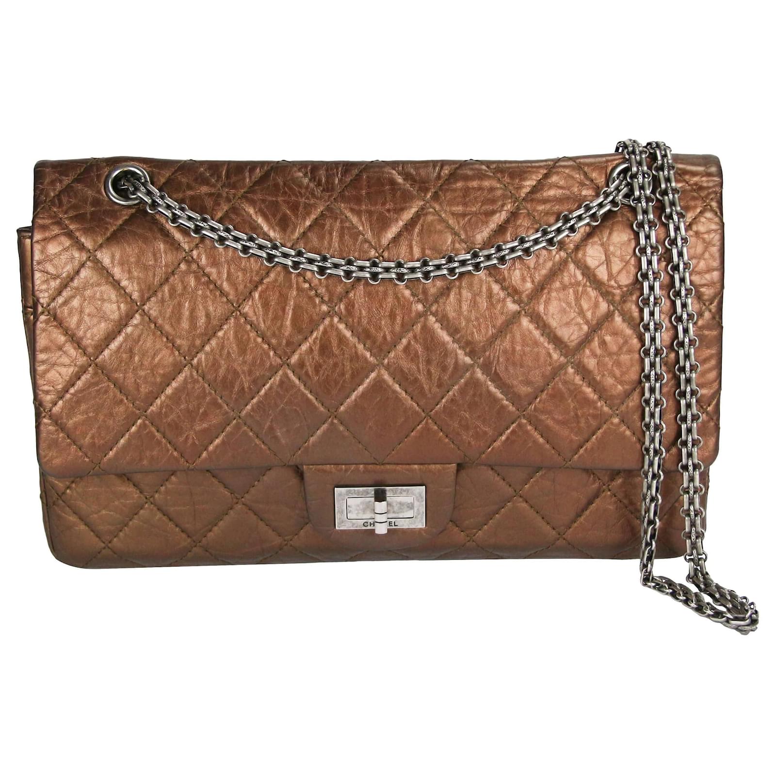 Chanel 2.55 Reissue Jumbo Bronze Aged calf leather Ruthenium Brown ref ...