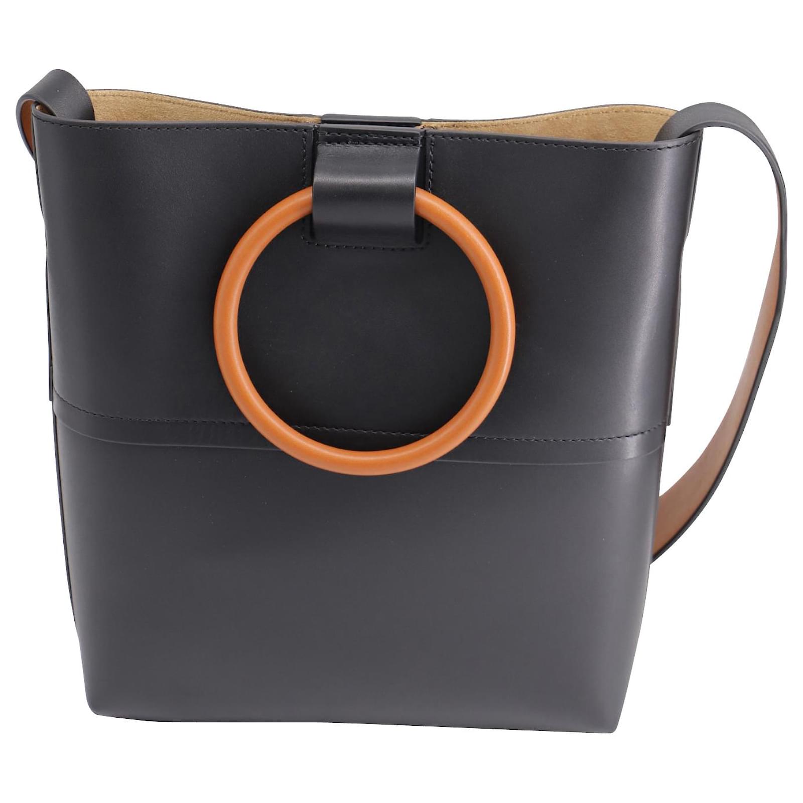 Theory Mini Hoop Tote Bag in Black Leather ref.567790 - Joli Closet