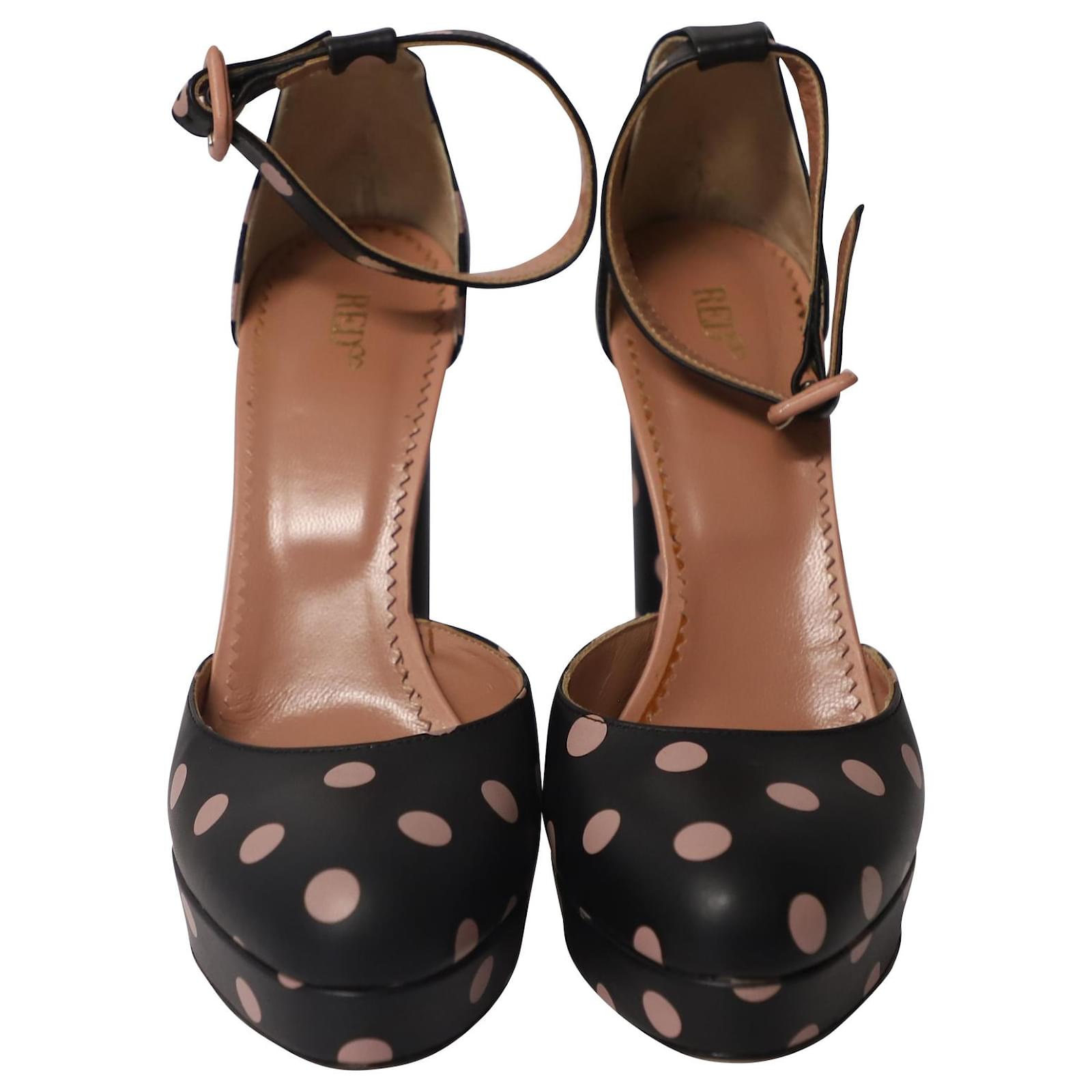 Red Valentino Polka Dot Platform Heels in Black Leather ref.568549 ...