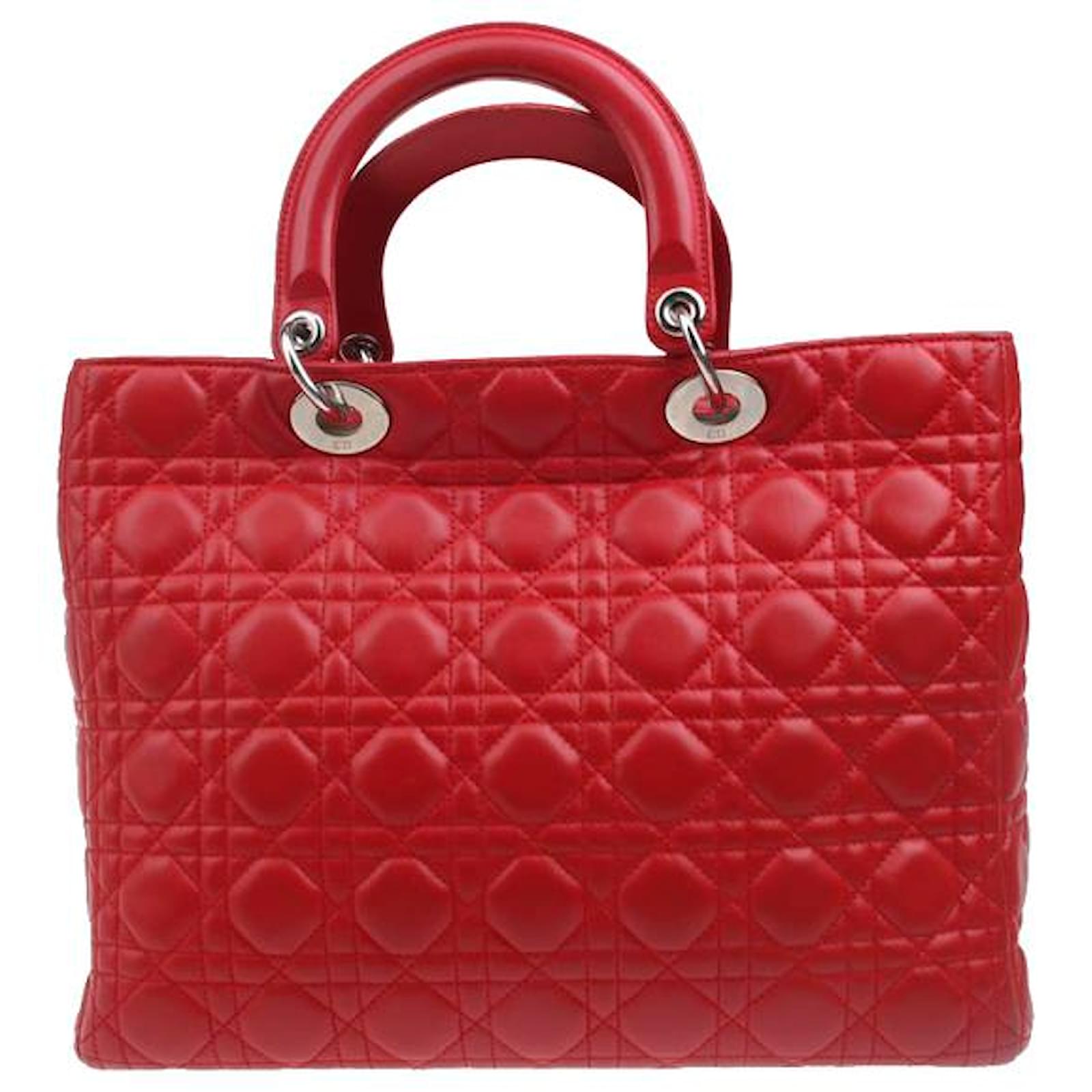 Dior Lady Dior Cuir Rouge ref.569582 - Joli Closet