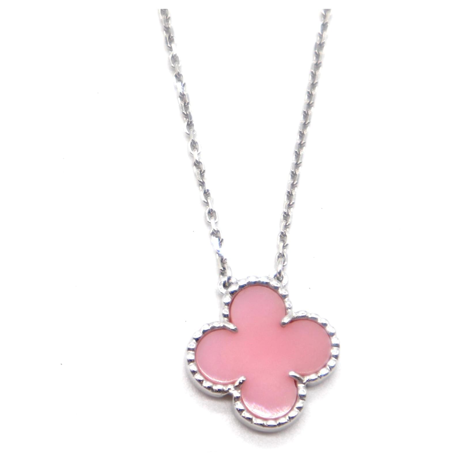 VAN CLEEF & ARPELS 18k Colar Vintage Alhambra Pedra Opala Rosa Ouro ...