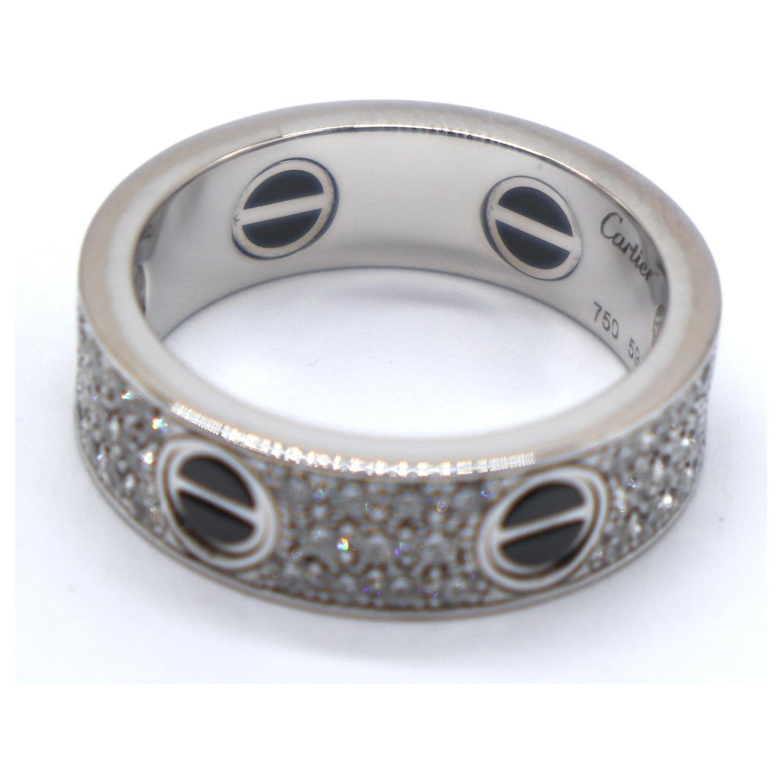 Cartier oro blanco 18K 750 Tamaño del anillo Love de cerámica con pavé ...