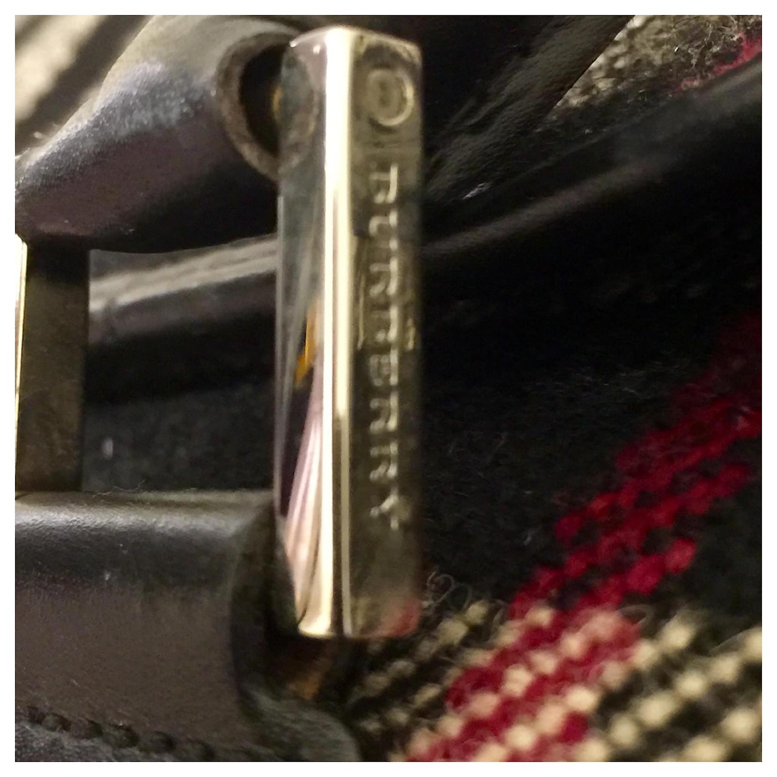 Vintage tweed Burberry shoulder bag leather handles and edging Black ...