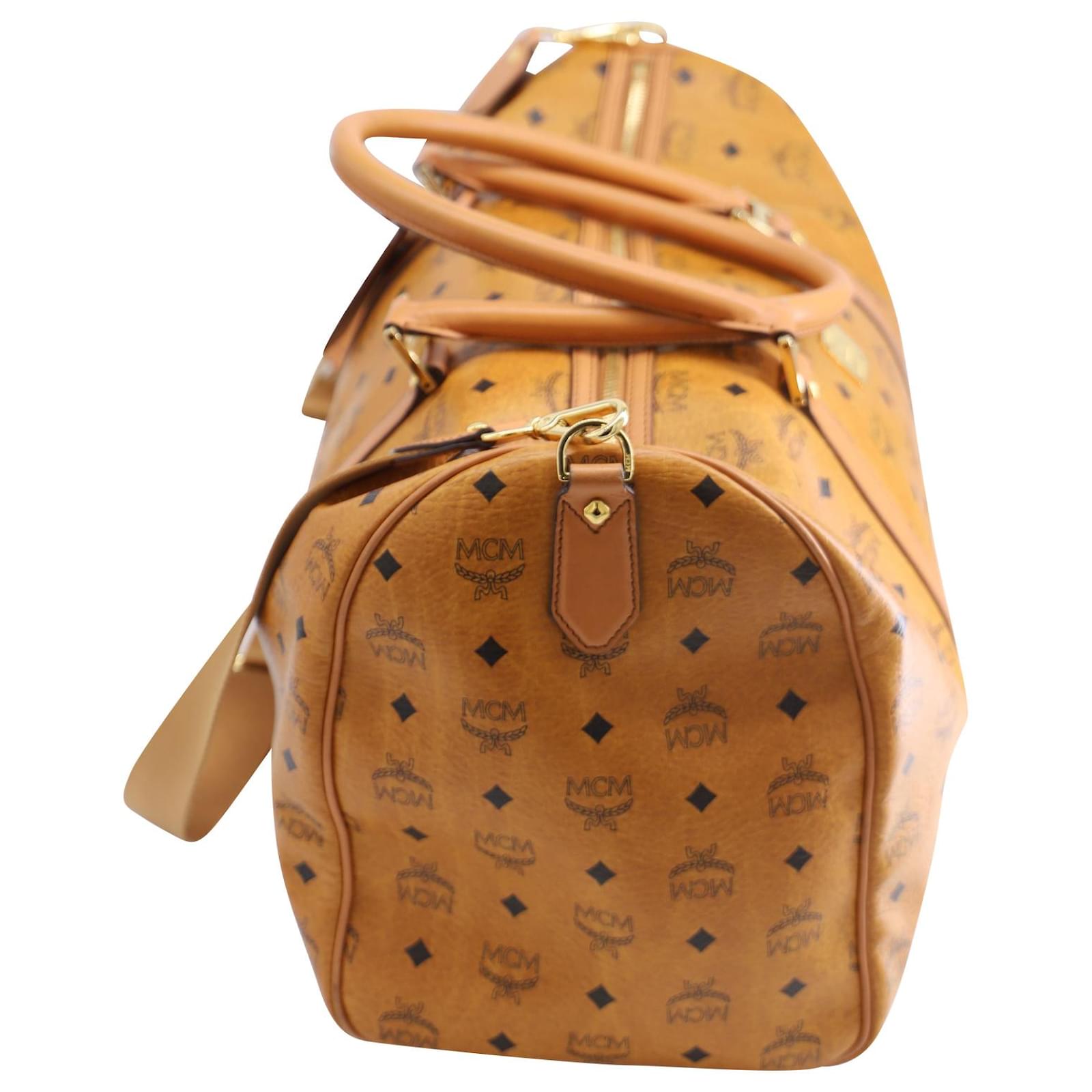 MCM Ottomar Weekender Bag in Brown Tan Coated Canvas Beige Cloth ref ...