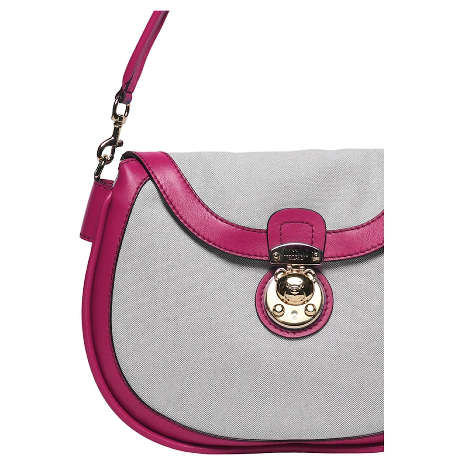 Moschino Teddy Lock Canvas Hobo Bag Pink ref.578345 - Joli Closet