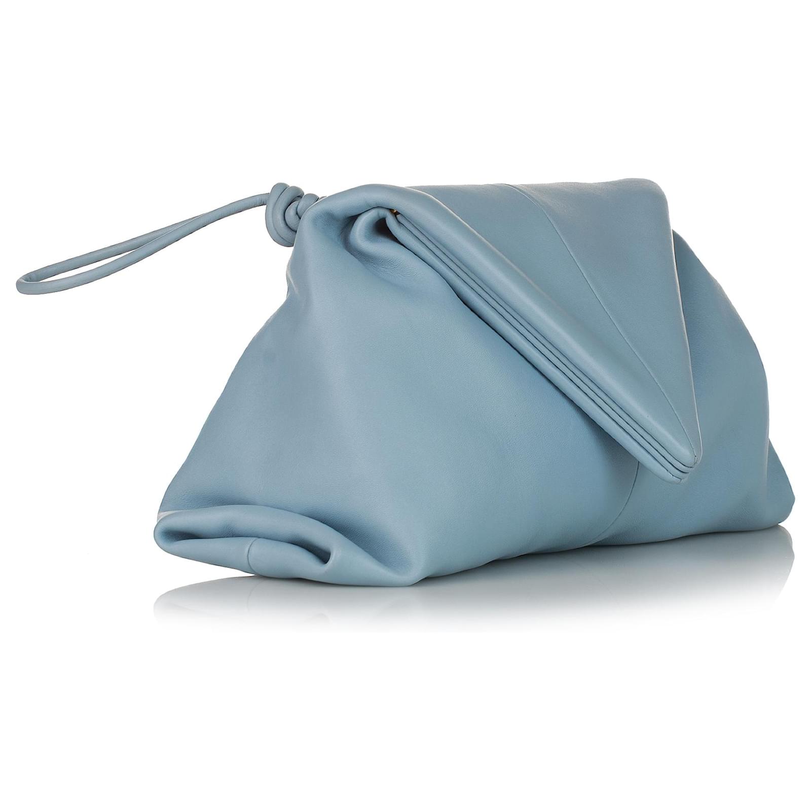 Bottega Veneta Blue BV Trine Angular Leather Clutch Bag Pony-style ...