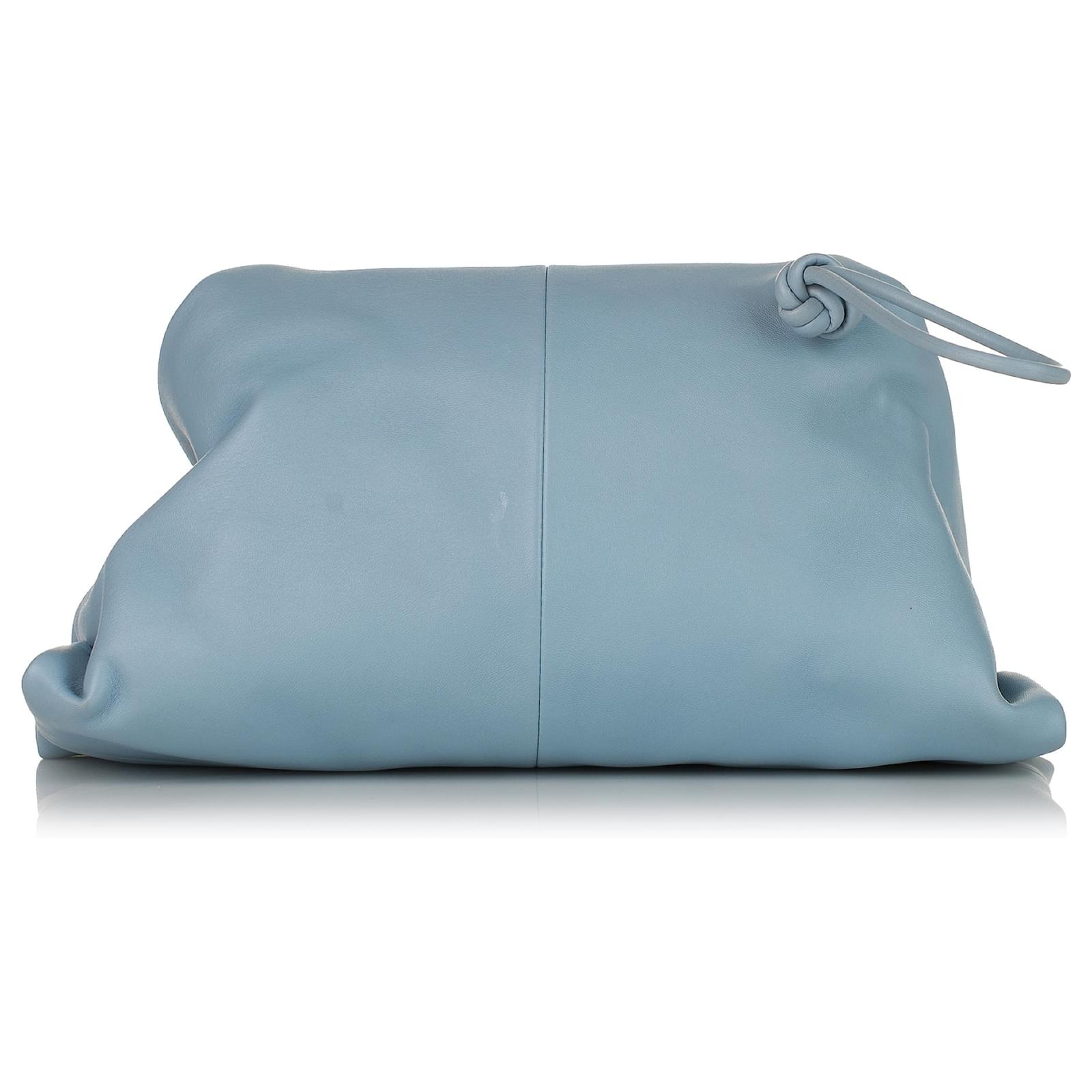 Bottega Veneta Blue BV Trine Angular Leather Clutch Bag Pony-style ...