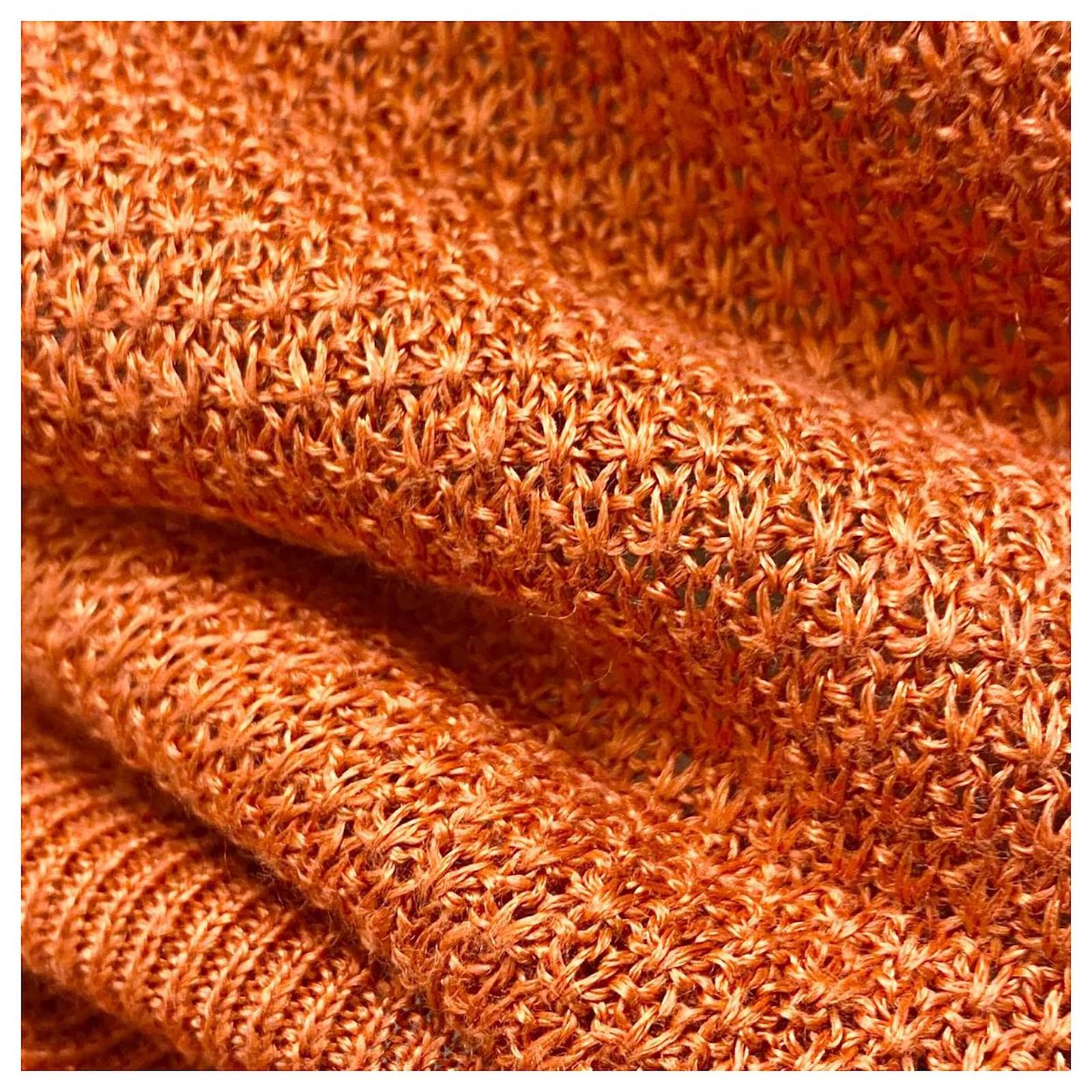 LORO PIANA Silk x linen long sleeve knit Size 38 orange ref.580496 ...