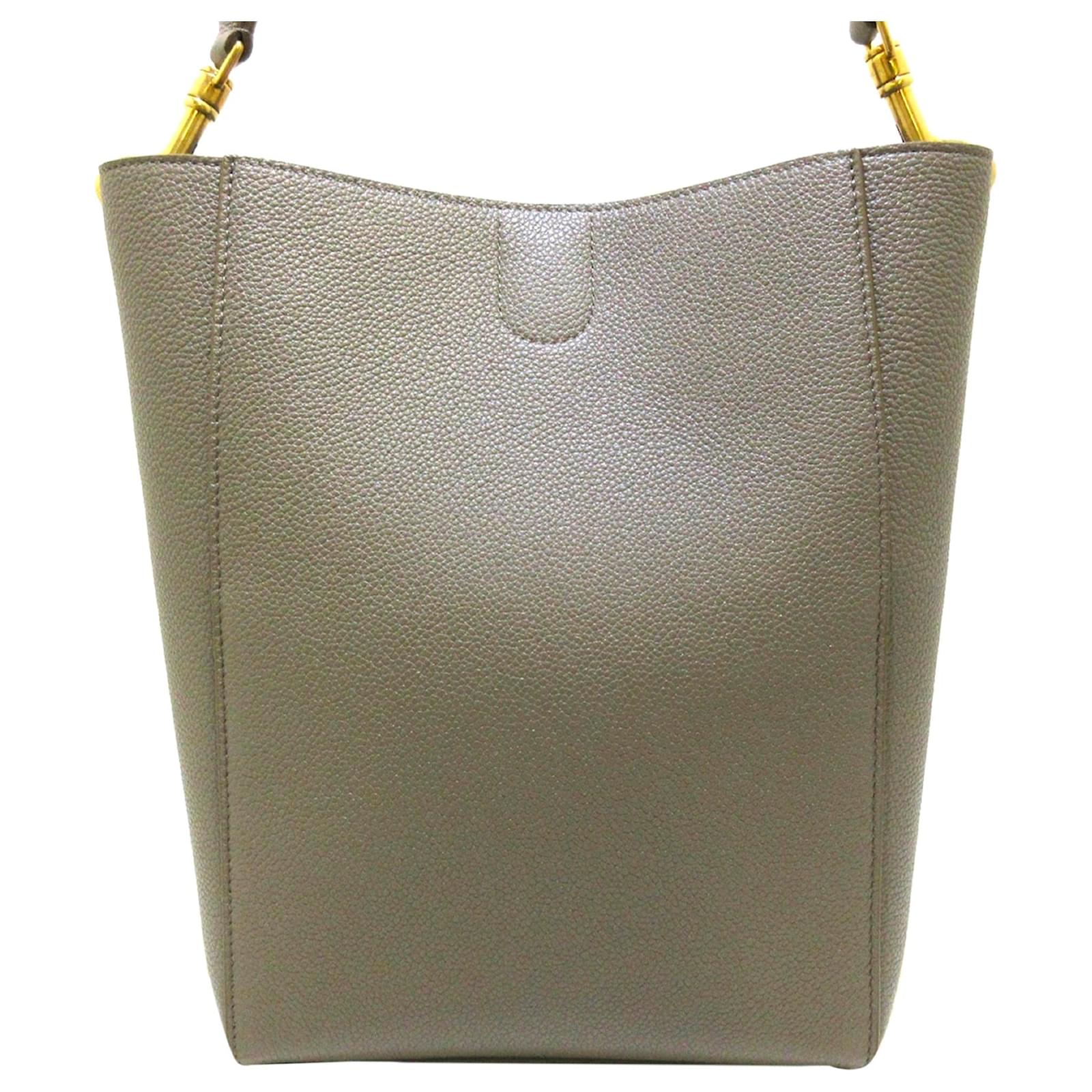 Céline Celine Brown Small Sangle Seau Leather Shoulder Bag Khaki Pony ...