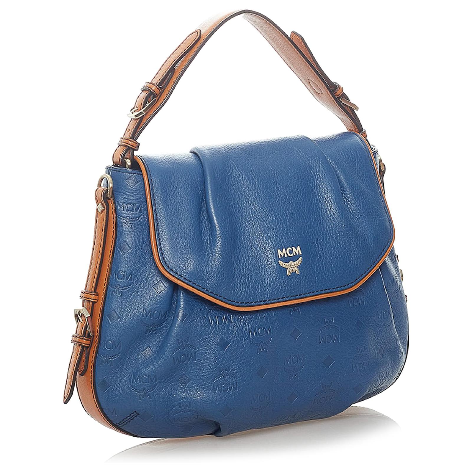 MCM Blue Leather Shoulder Bag (Sold) - Joli Closet