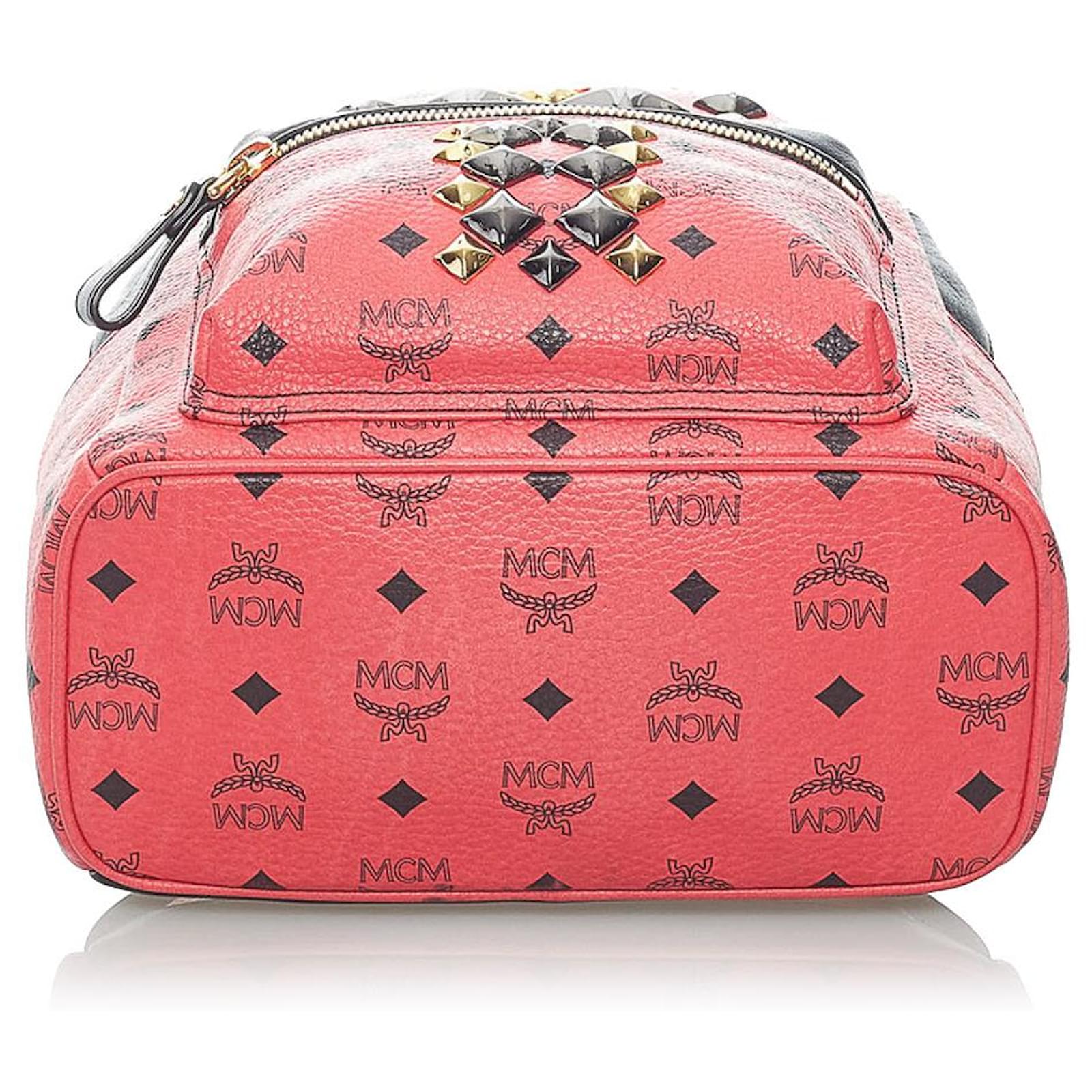 MCM Pink Visetos Stark Studded Leather Backpack Multiple colors Pony ...