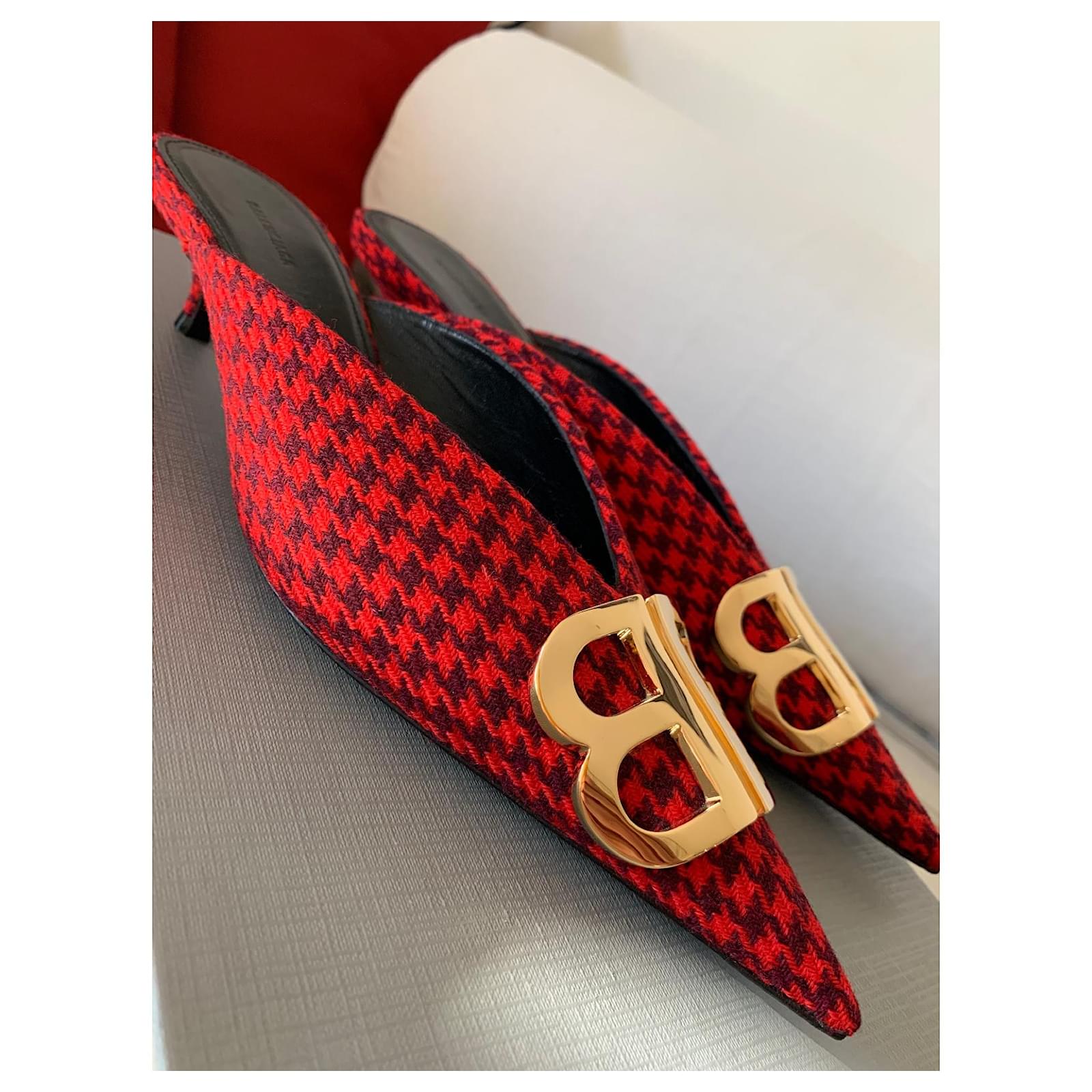 Balenciaga BB Sabot Red Tweed ref.591307 - Joli Closet