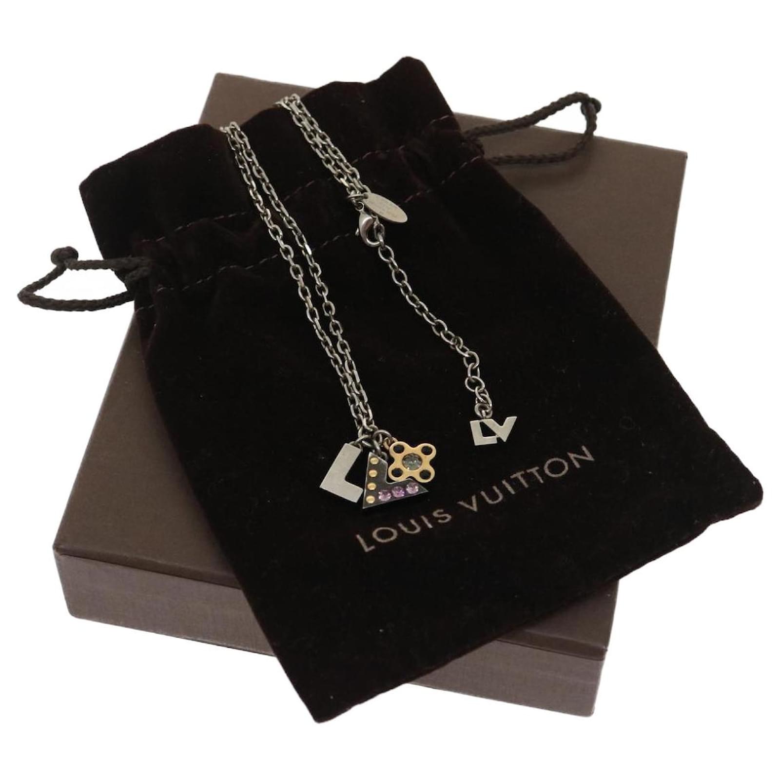 LOUIS VUITTON Pandantif Love Letters Collier métal Argent M65252 Auth ...