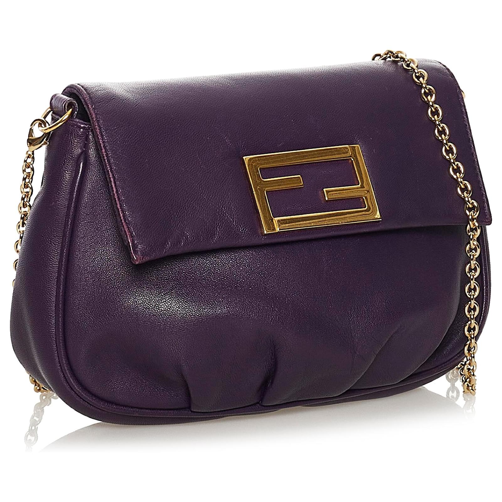 Fendi Purple Fendista Leather Crossbody Bag Pony-style calfskin ref ...