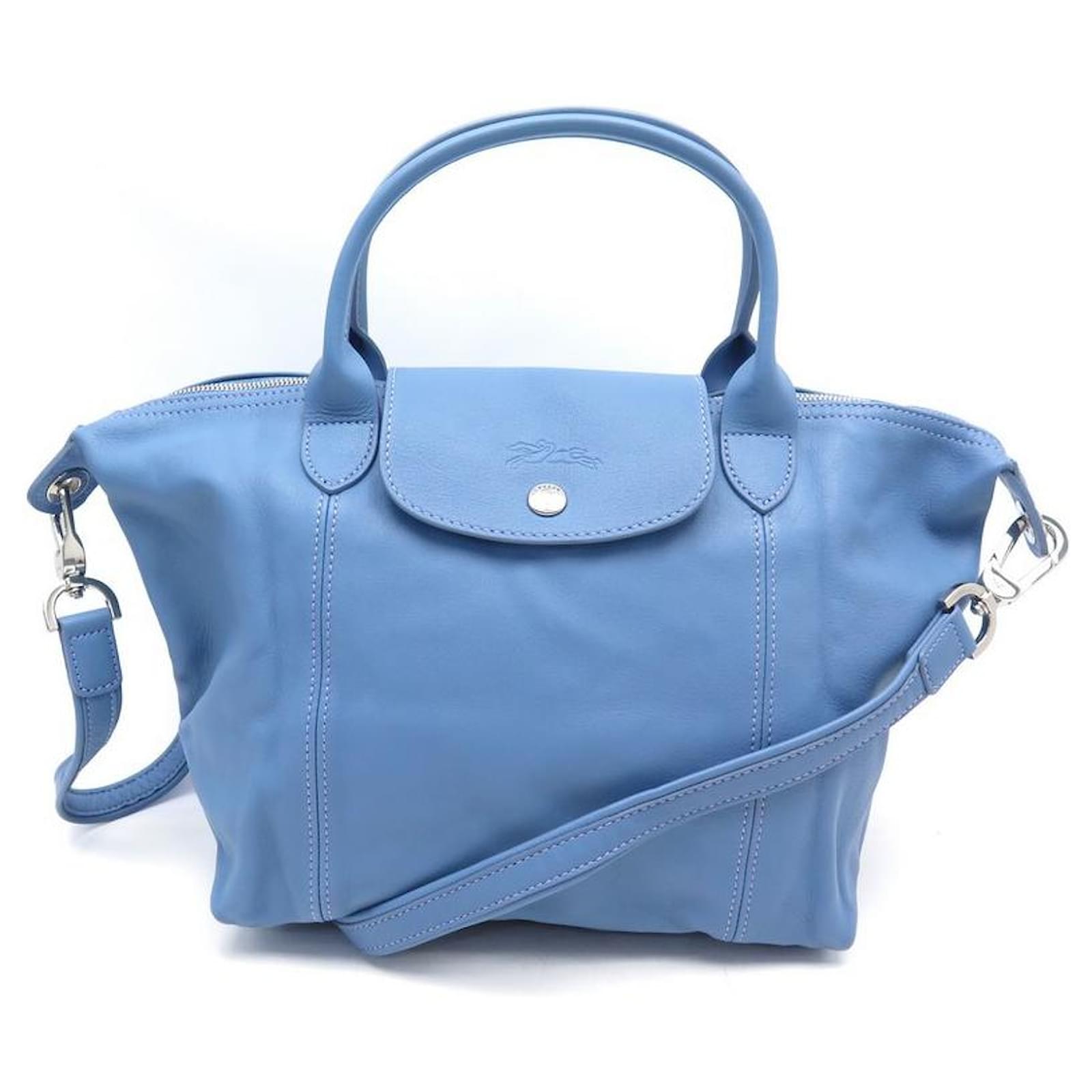 NEUE LONGCHAMP PLIAGE S HANDTASCHE AUS BLAUEM LEDER + SCHULTERRIEMEN ...