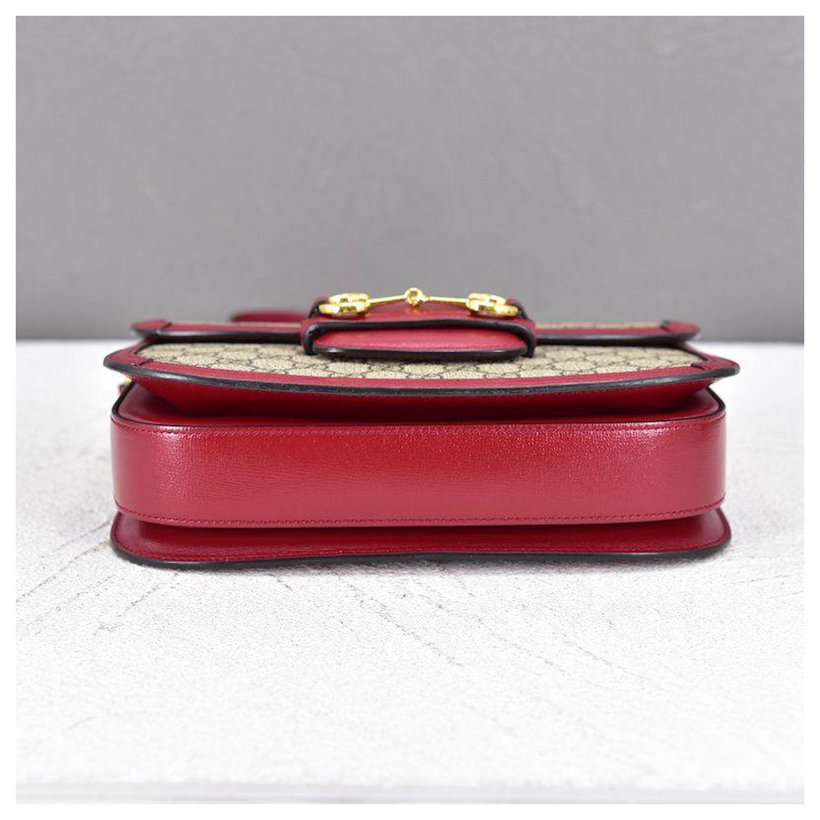 Gucci GG Supreme Horsebit 1955 Red Cloth ref.596159 - Joli Closet