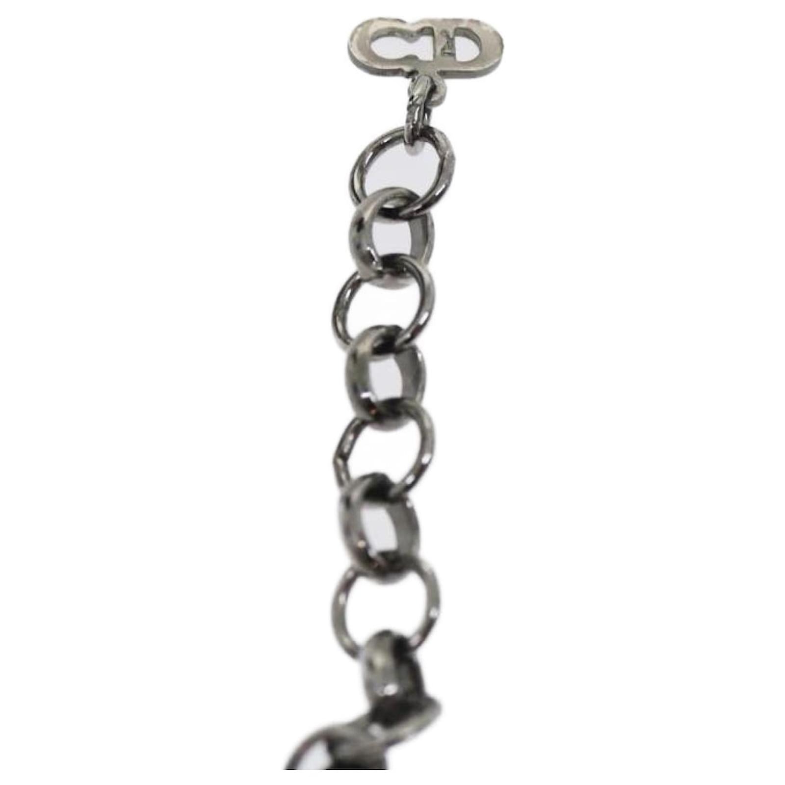Christian Dior ribbon Bracelet metal Silver Auth 29750 Silvery ref ...