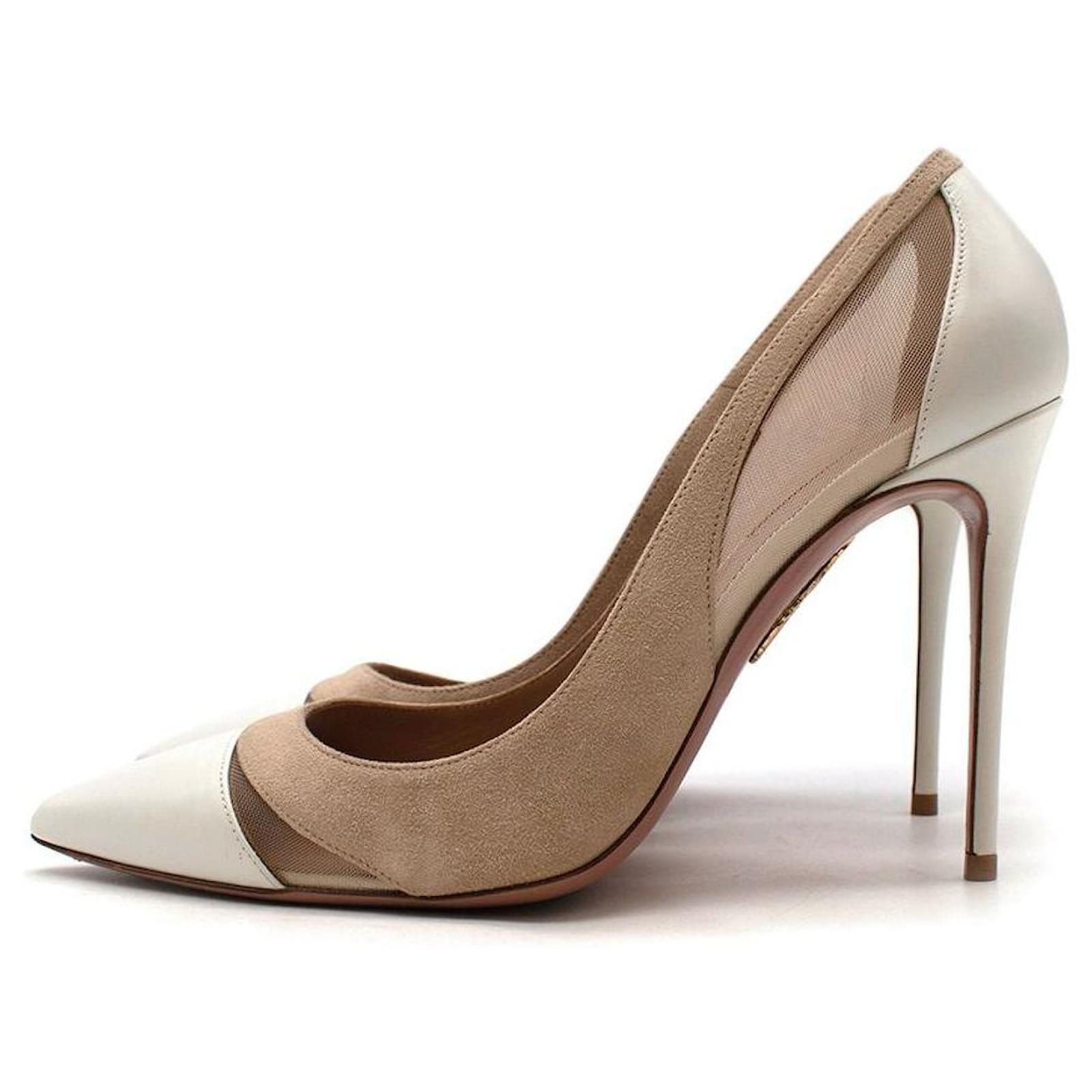 Aquazzura White & cream leather heeled pumps ref.596454 - Joli Closet