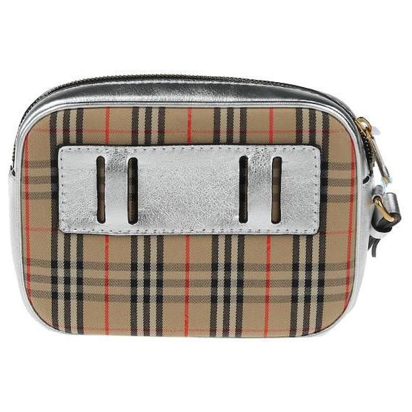 Burberry House Check & Leather Trimmed Shoulder Bag Brown Cloth ref ...