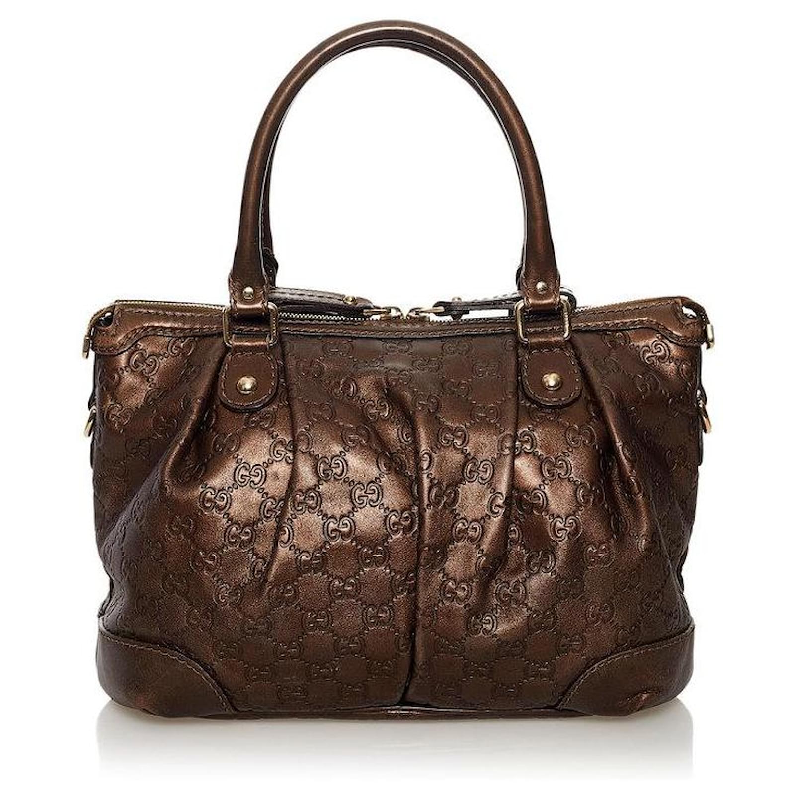 Gucci GG Signature Sukey Handbag Brown Leather ref.597119 - Joli Closet