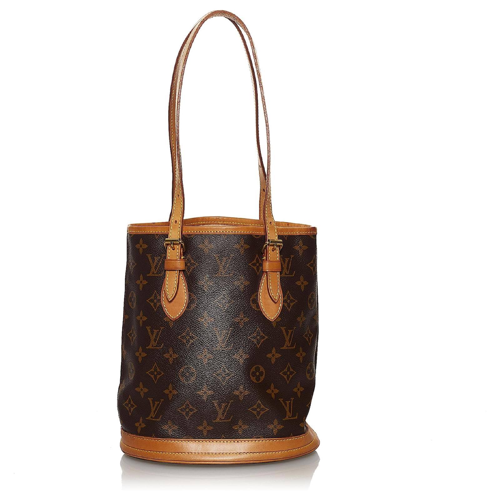 Bucket Petit seau marron Louis Vuitton avec monogramme Cuir Toile ref ...