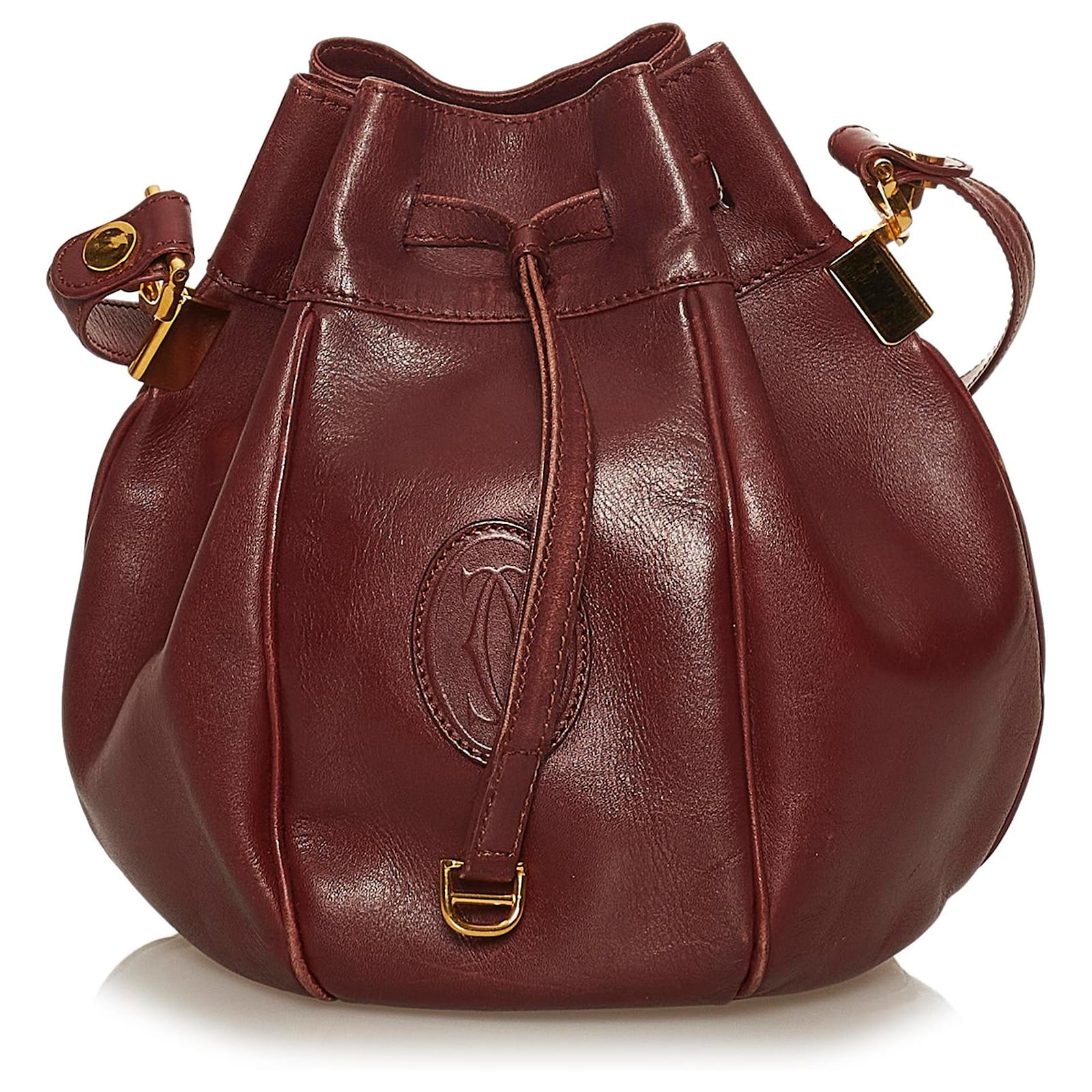 Cartier Red Must de Cartier Leather Bucket Bag Dark red Pony-style ...