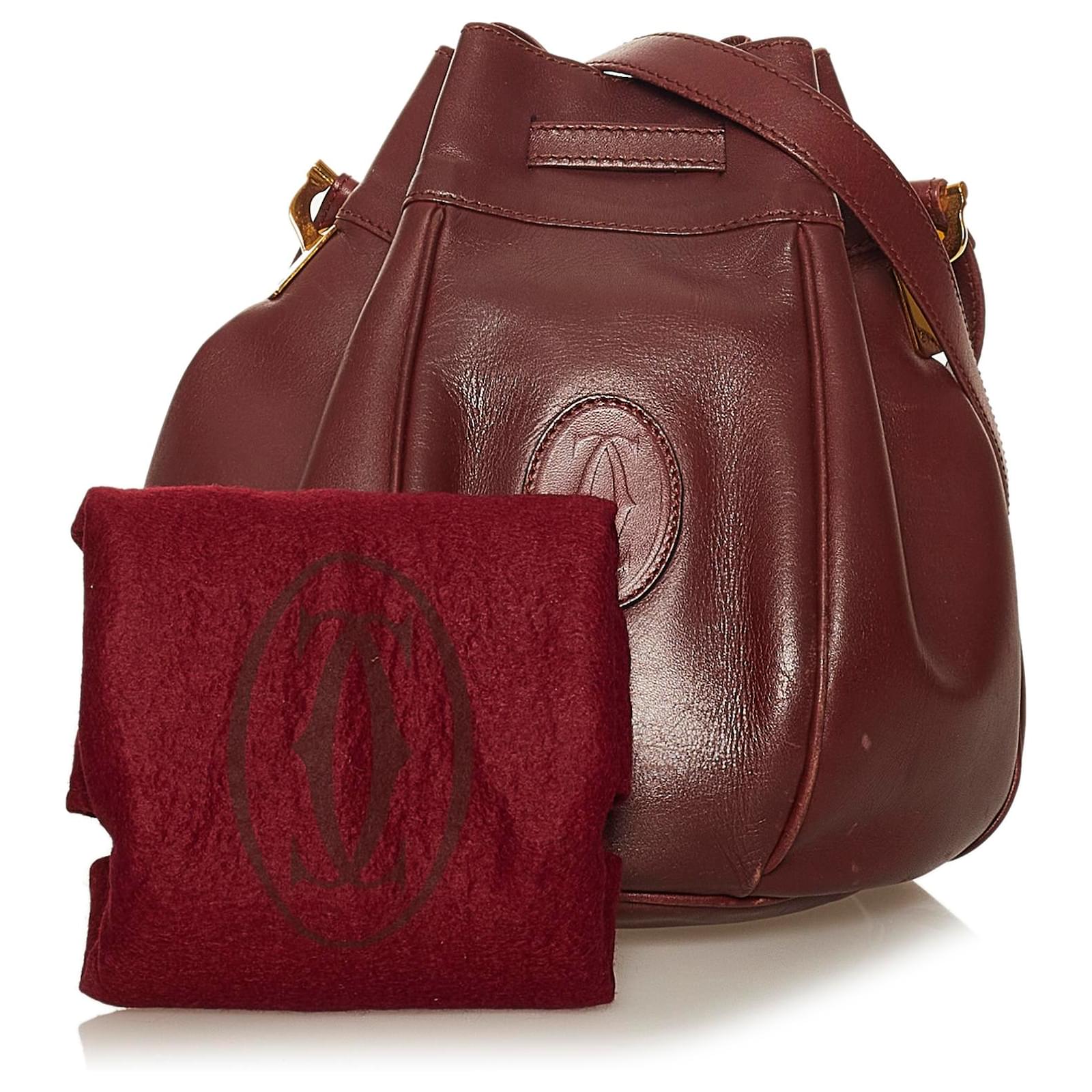Cartier Red Must de Cartier Leather Bucket Bag Dark red Pony-style ...