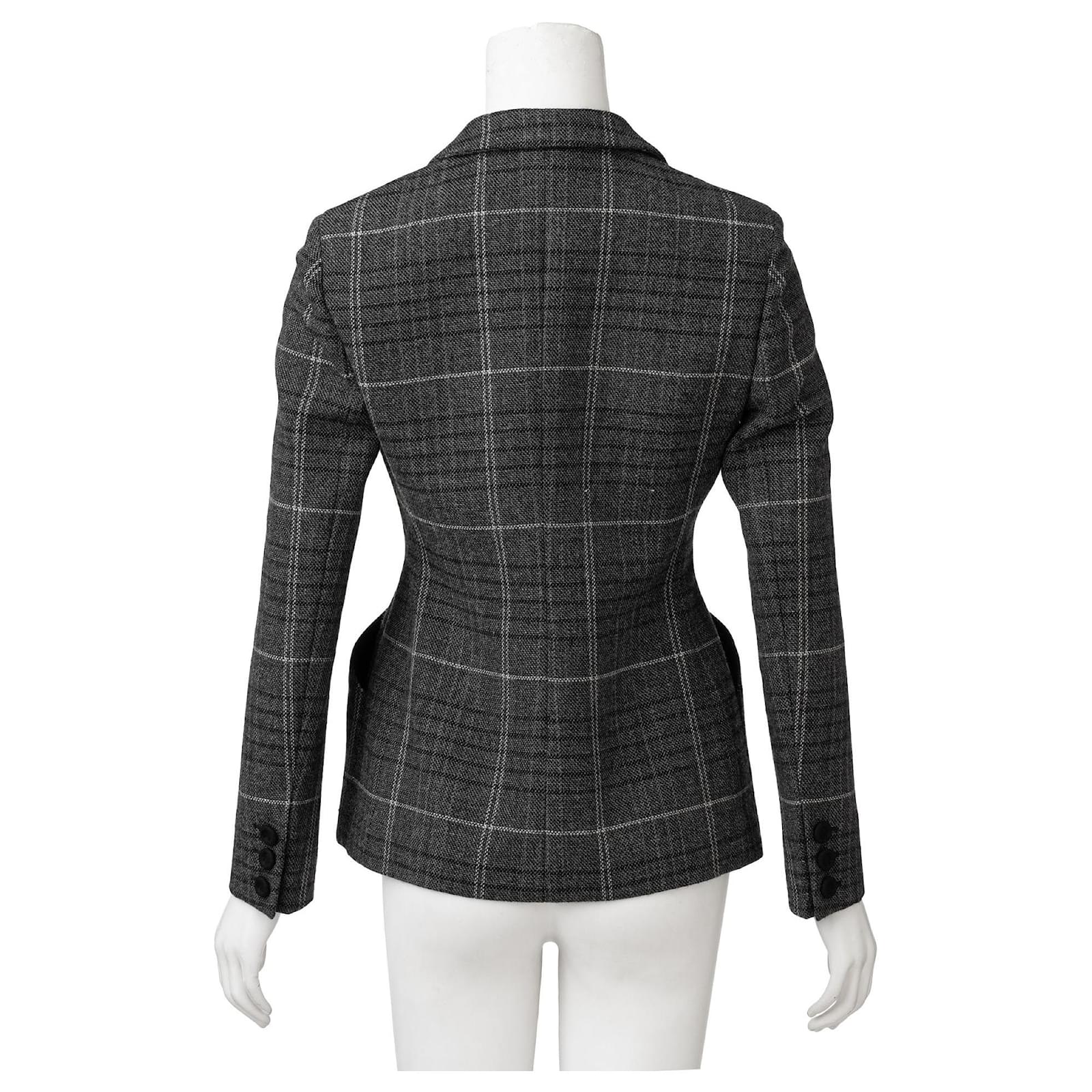 Dior Chequered Wool Jacket Grey ref.600769 - Joli Closet