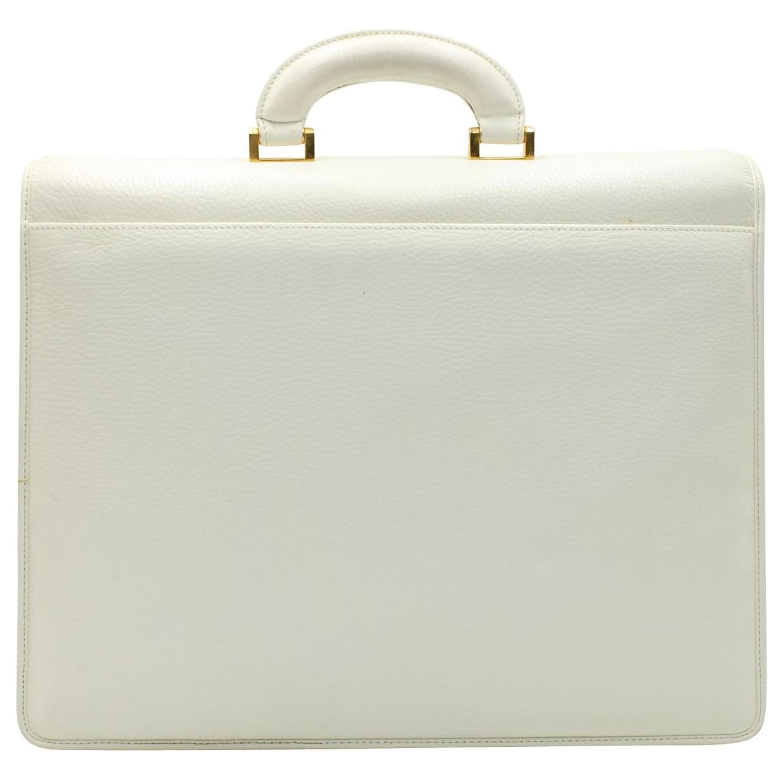 Gianni Versace Vintage White Grained Leather Briefcase ref.602422 ...
