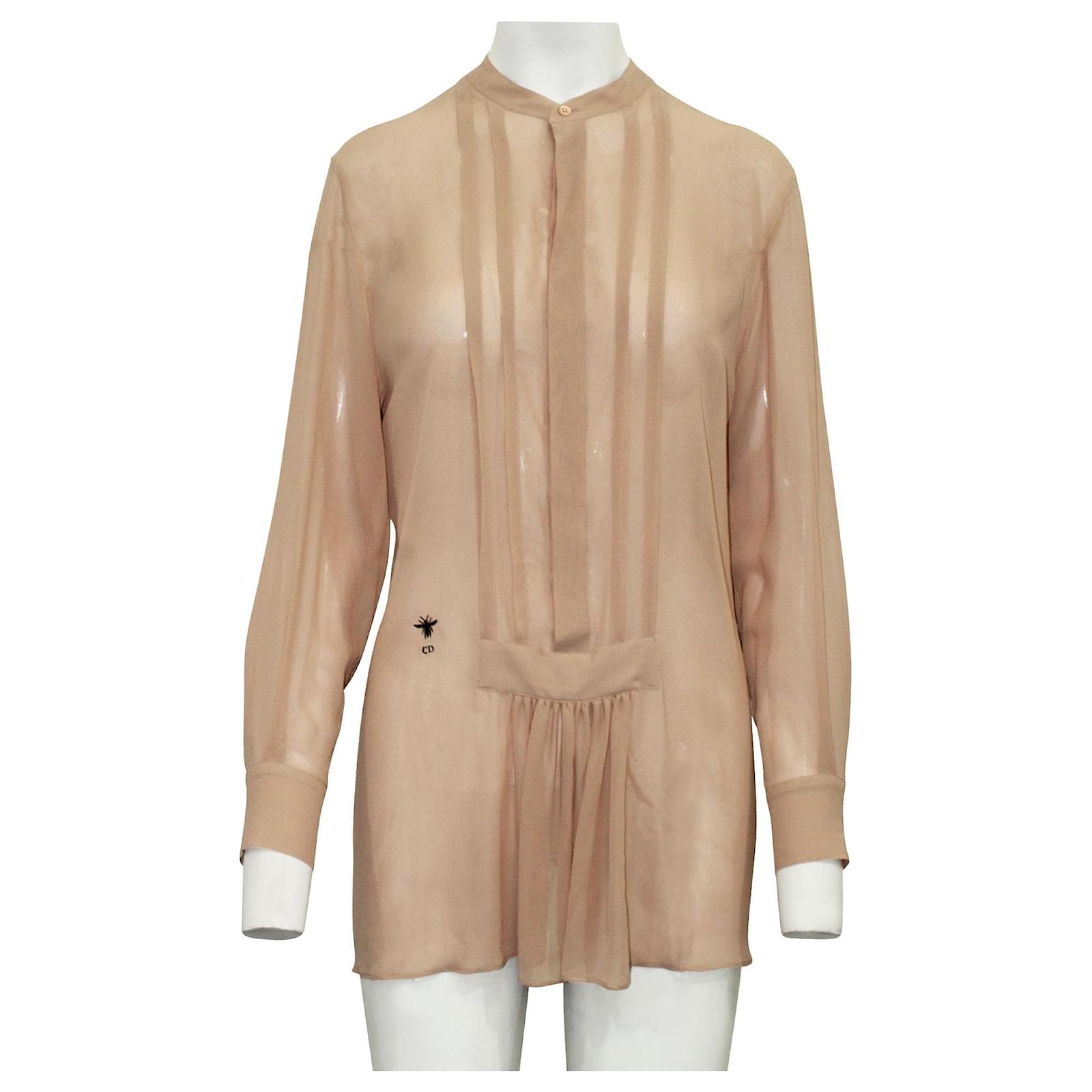 Dior Dusty Pink Semi-Transparent Shirt with Insect Embroidery Peach ...