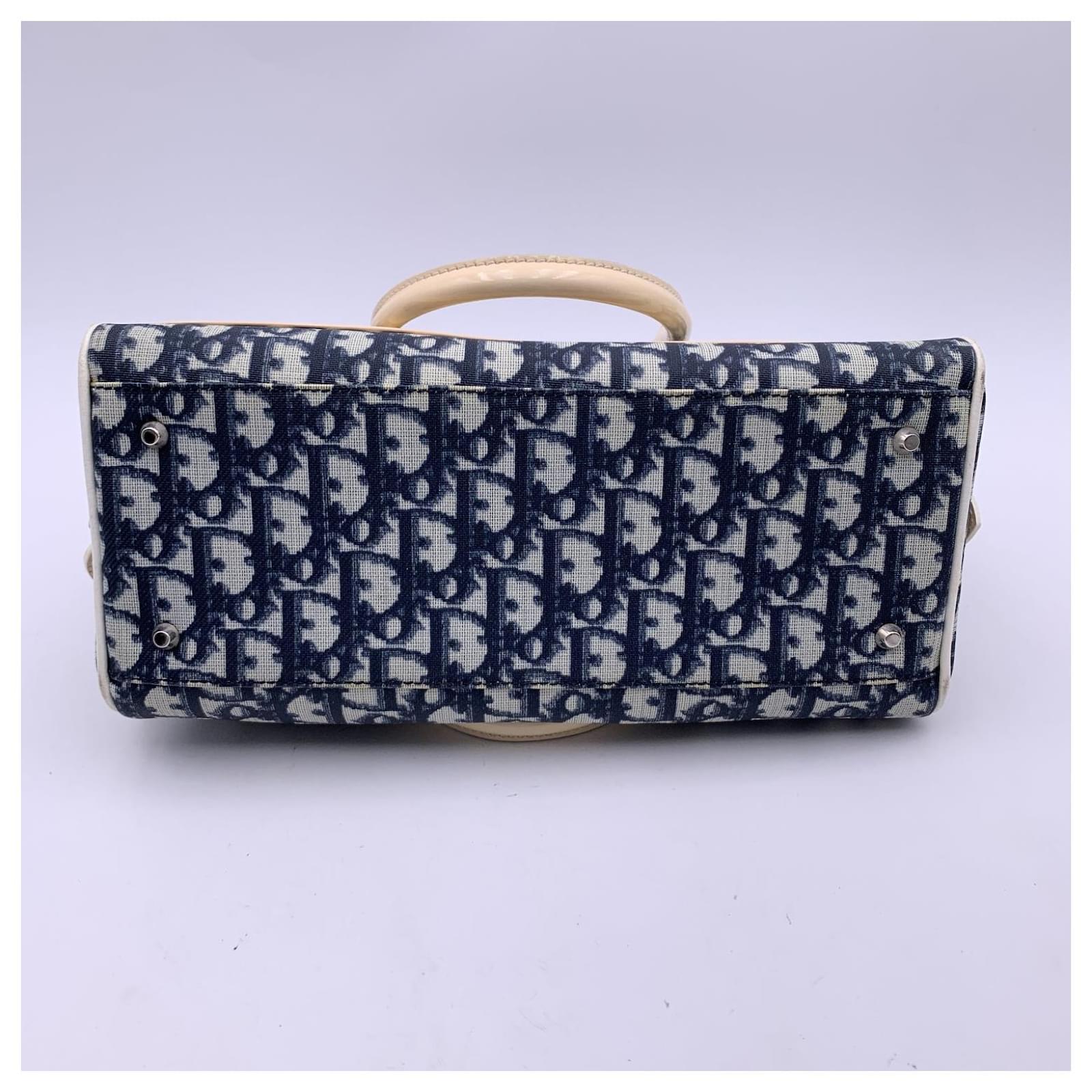 Christian Dior Blue Monogram Trotter Diorissimo Canvas Boston Bag Cloth ...