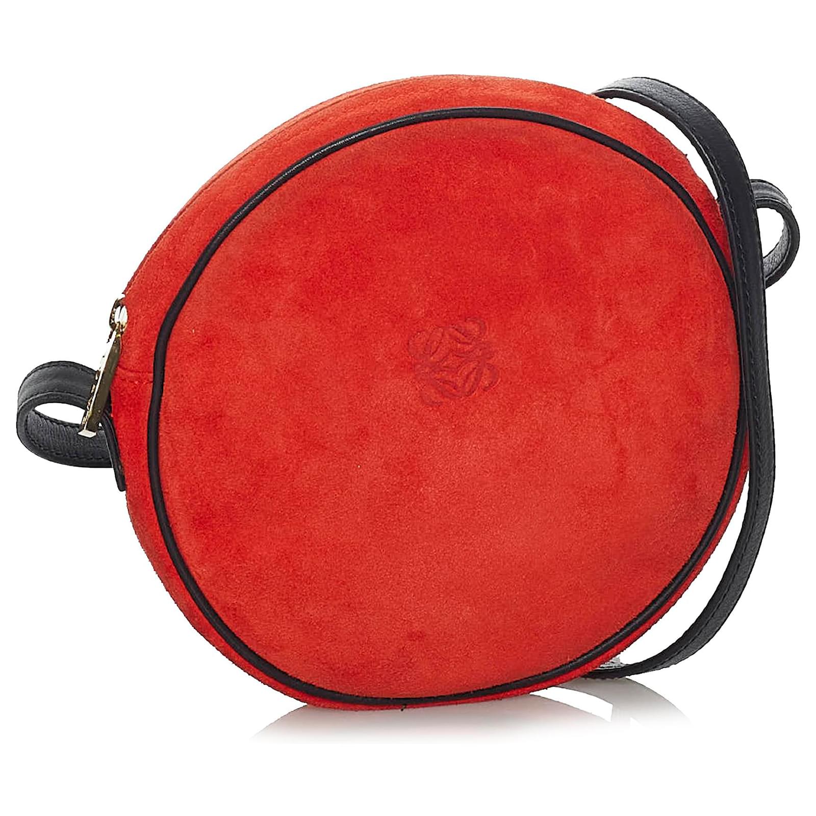 Loewe Red Suede Crossbody Bag Leather Pony-style calfskin ref.603058 ...