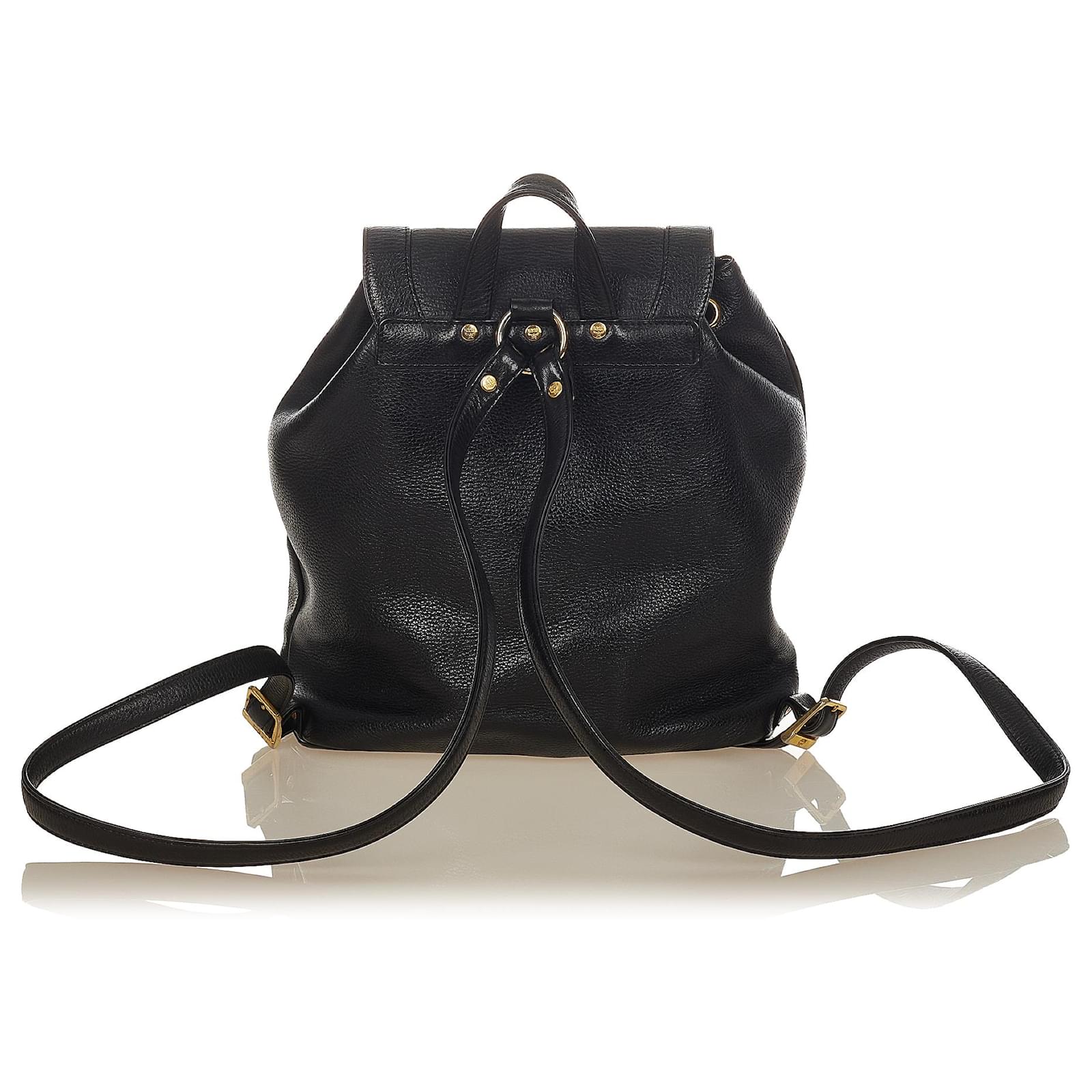 MCM Black Leather Drawstring Backpack Pony-style calfskin ref.604304 ...