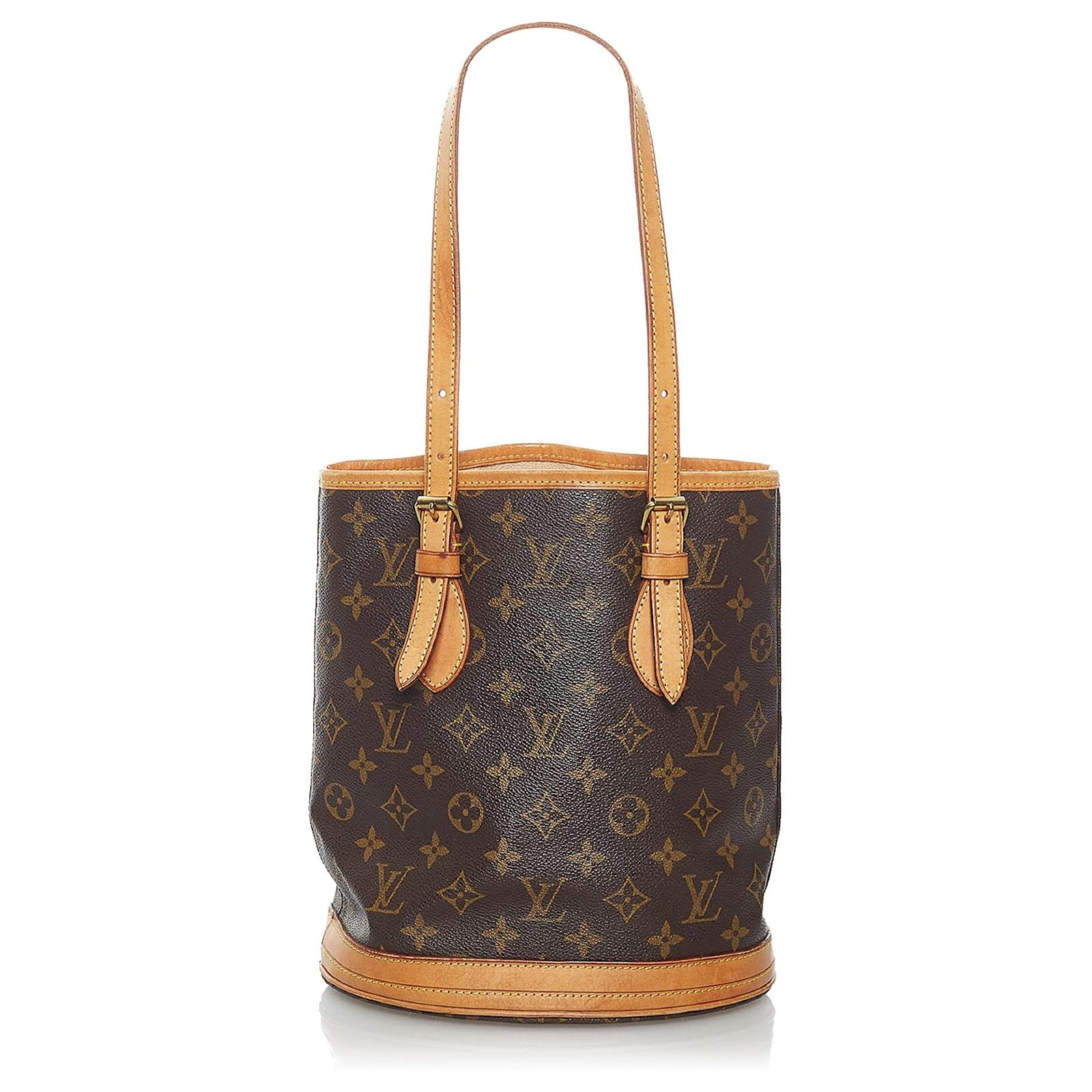 Louis Vuitton Brown Monogram Petit Bucket Leather Cloth ref.604407 ...