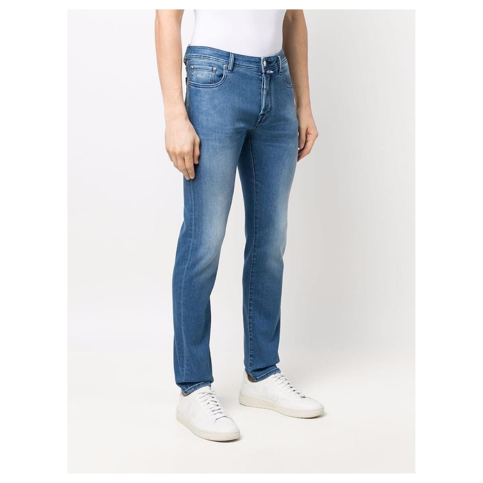 Jacob Cohen Jean slim à patch logo Bleu Bleu clair ref.606334 - Joli Closet