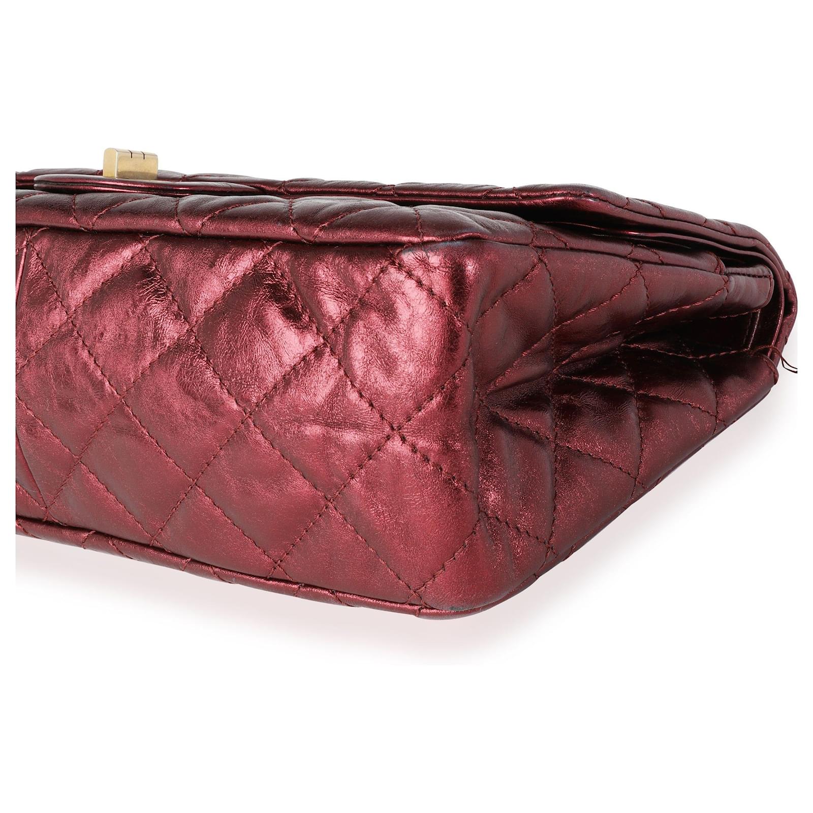 Chanel Metallic Burgundy Quilted calf leather Reissue 2.55 227 lined ...
