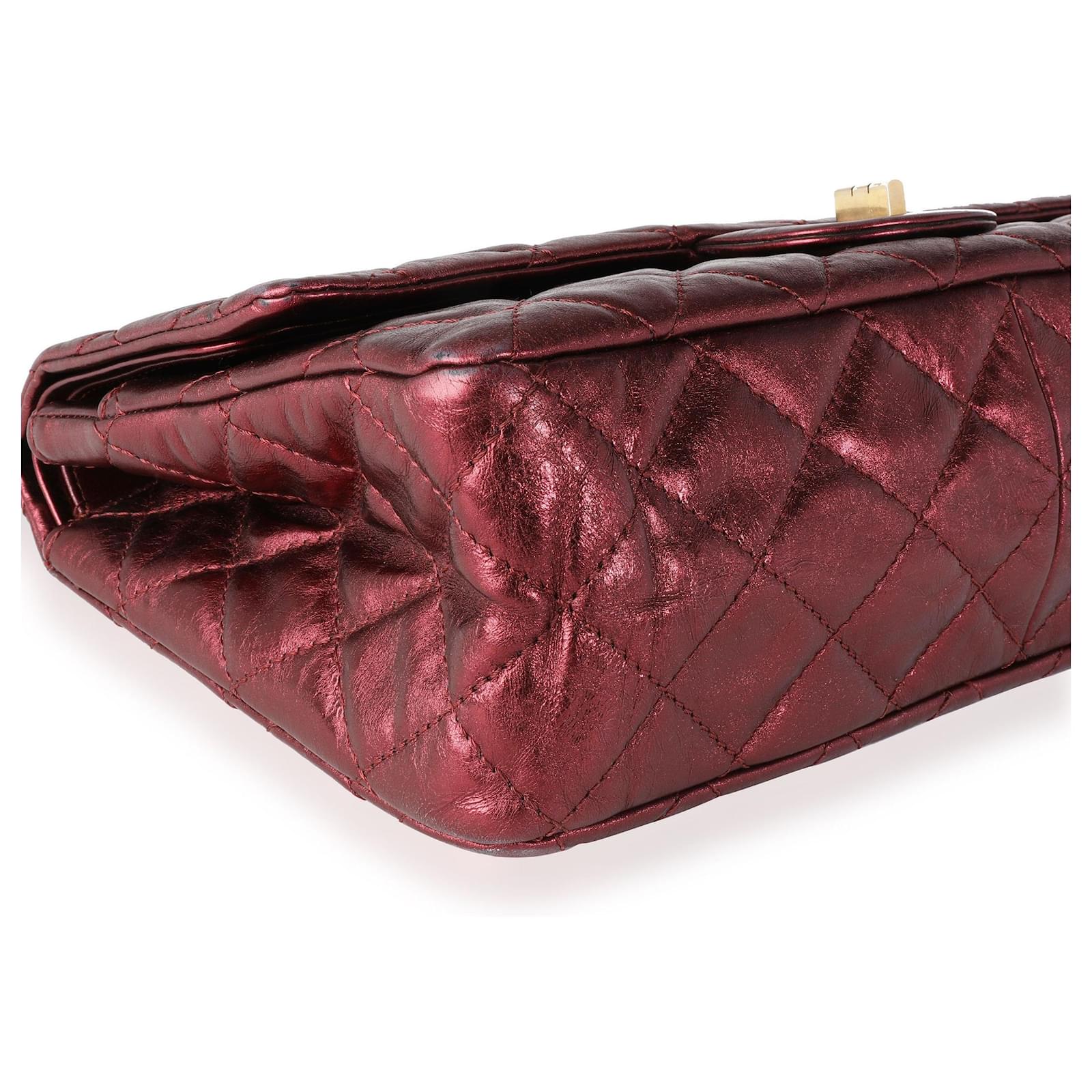 Chanel Metallic Burgundy Quilted calf leather Reissue 2.55 227 lined ...
