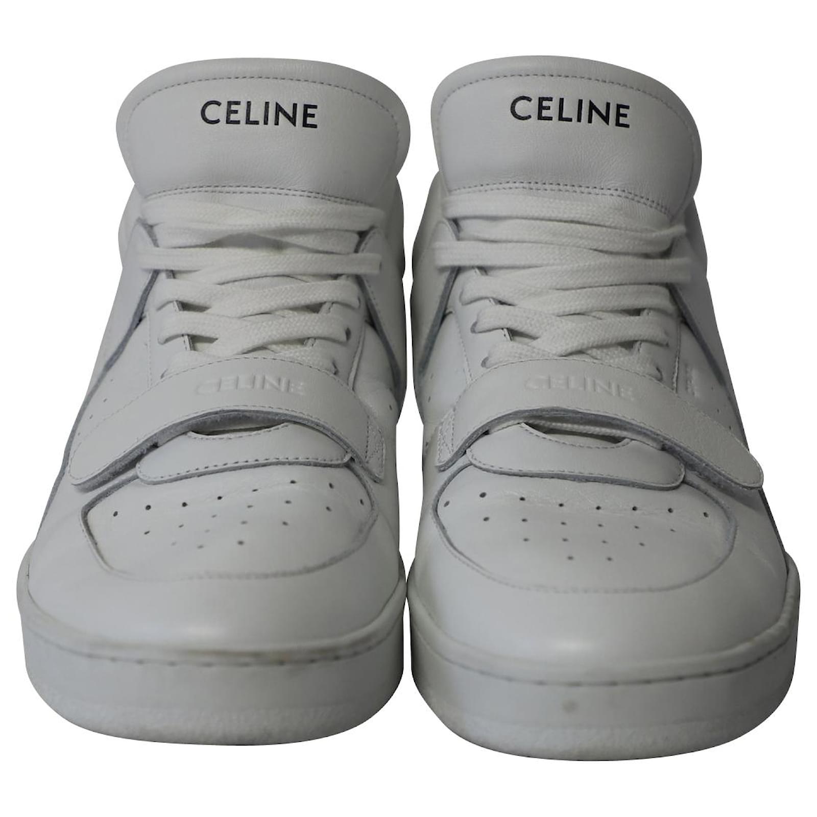Céline CT-02 Baskets montantes en cuir de veau blanc Cuir Veau façon ...
