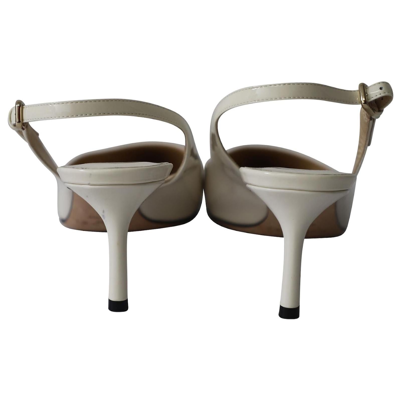 Jimmy Choo Erin 60 Slingback Heels in White Patent Leather (Sold ...