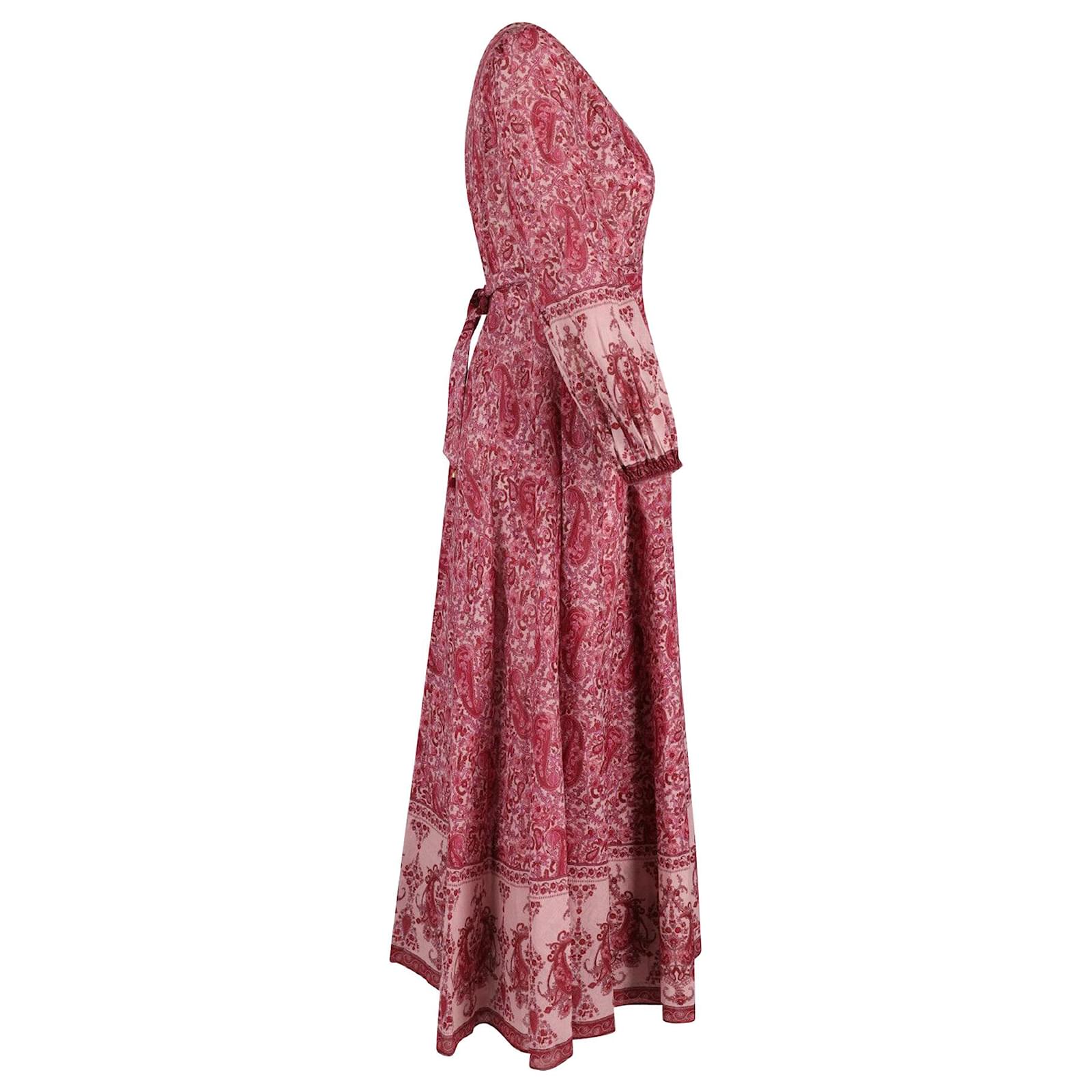 Zimmermann Amari Paisley-Print Midi Dress in Red Cotton Voile ref ...