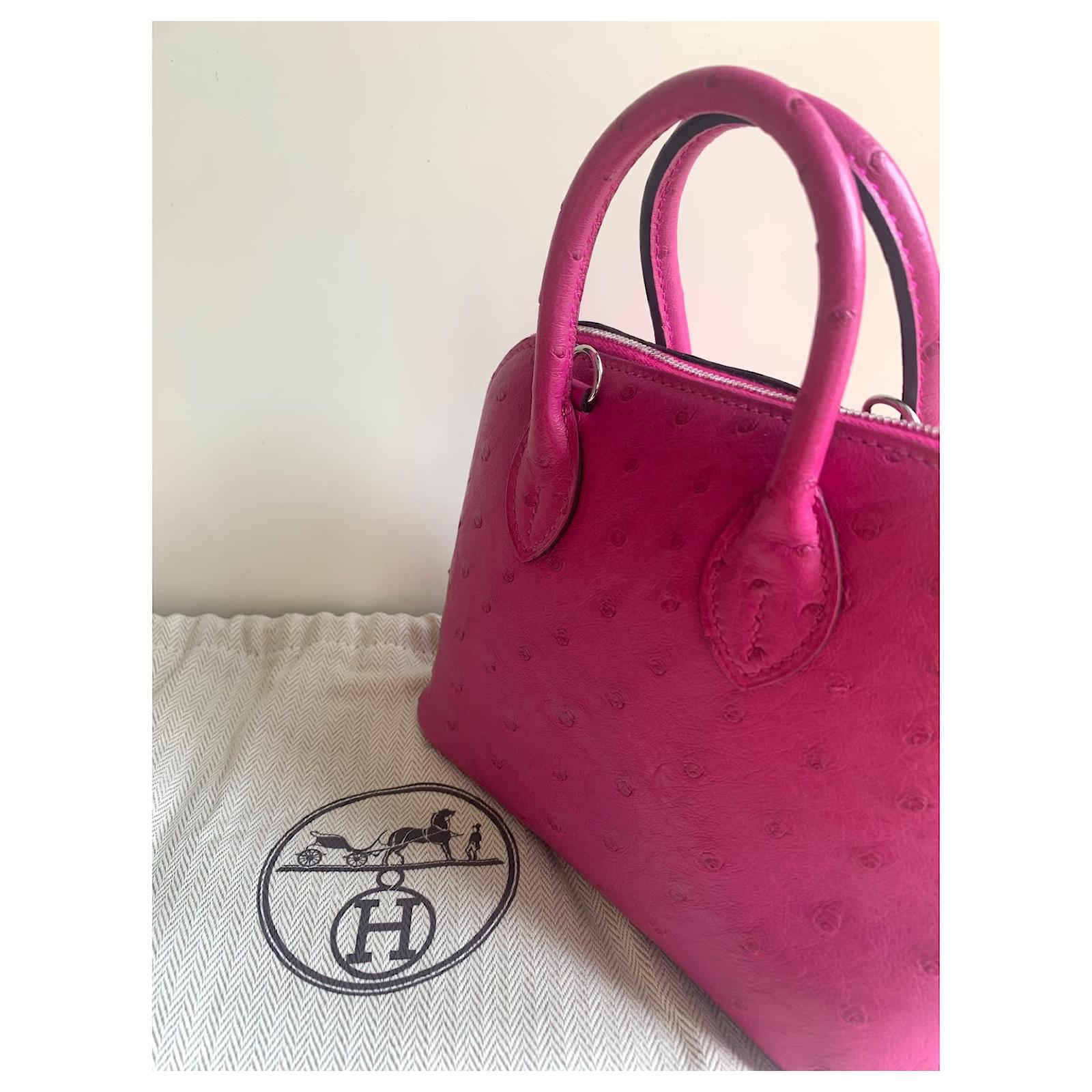 Hermès Mini Bolide 1923 Pink Ostrich leather ref.613486 - Joli Closet