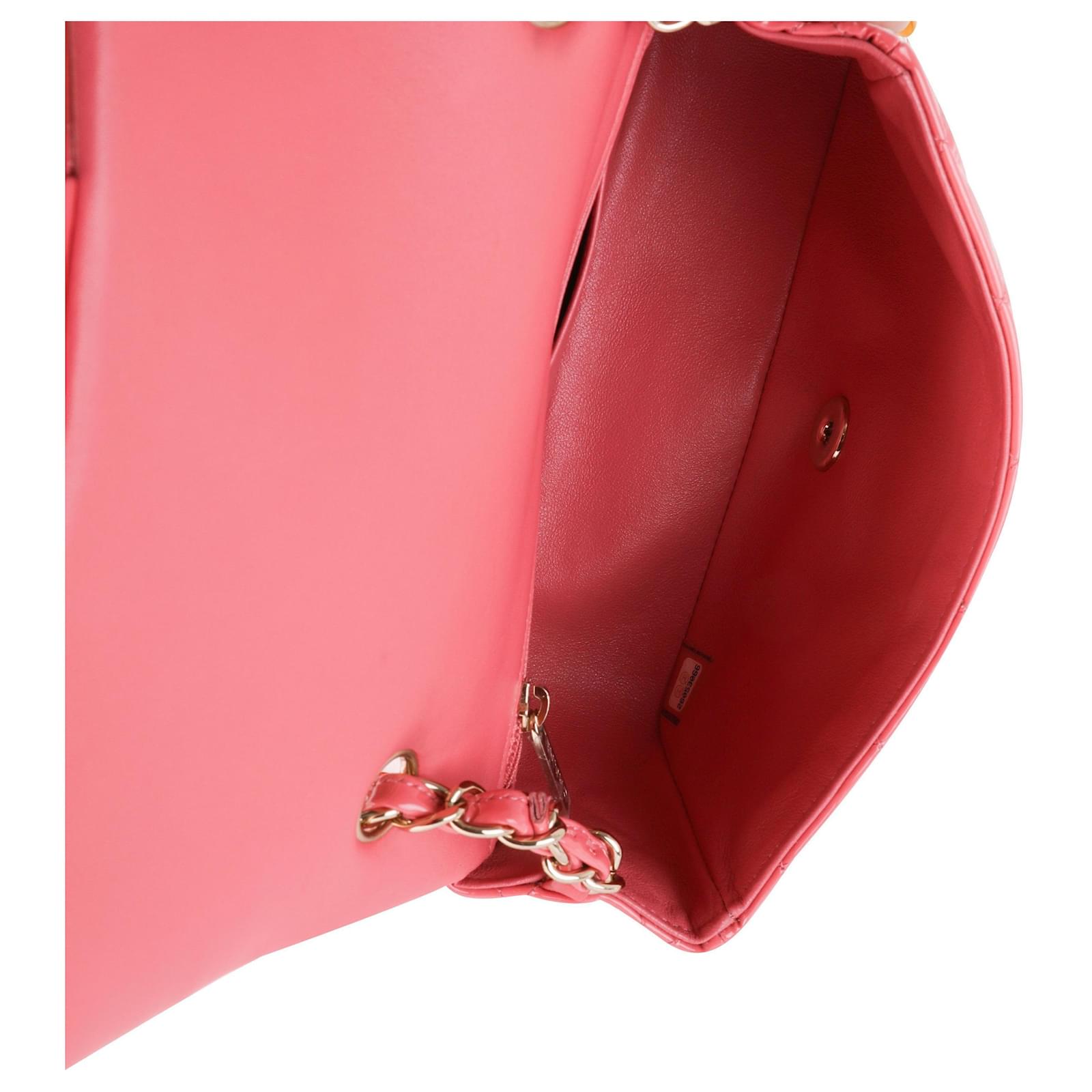 Chanel Pink Quilted Patent Leather Mini Rectangular Classic Flap Bag ...