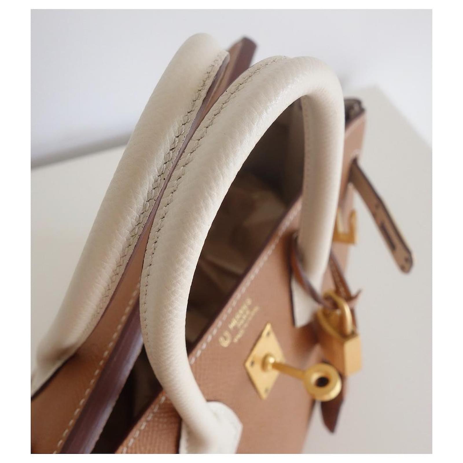 Hermès HERMES BIRKIN BAG 25 Beige Eggshell Caramel Leather ref.615039 ...