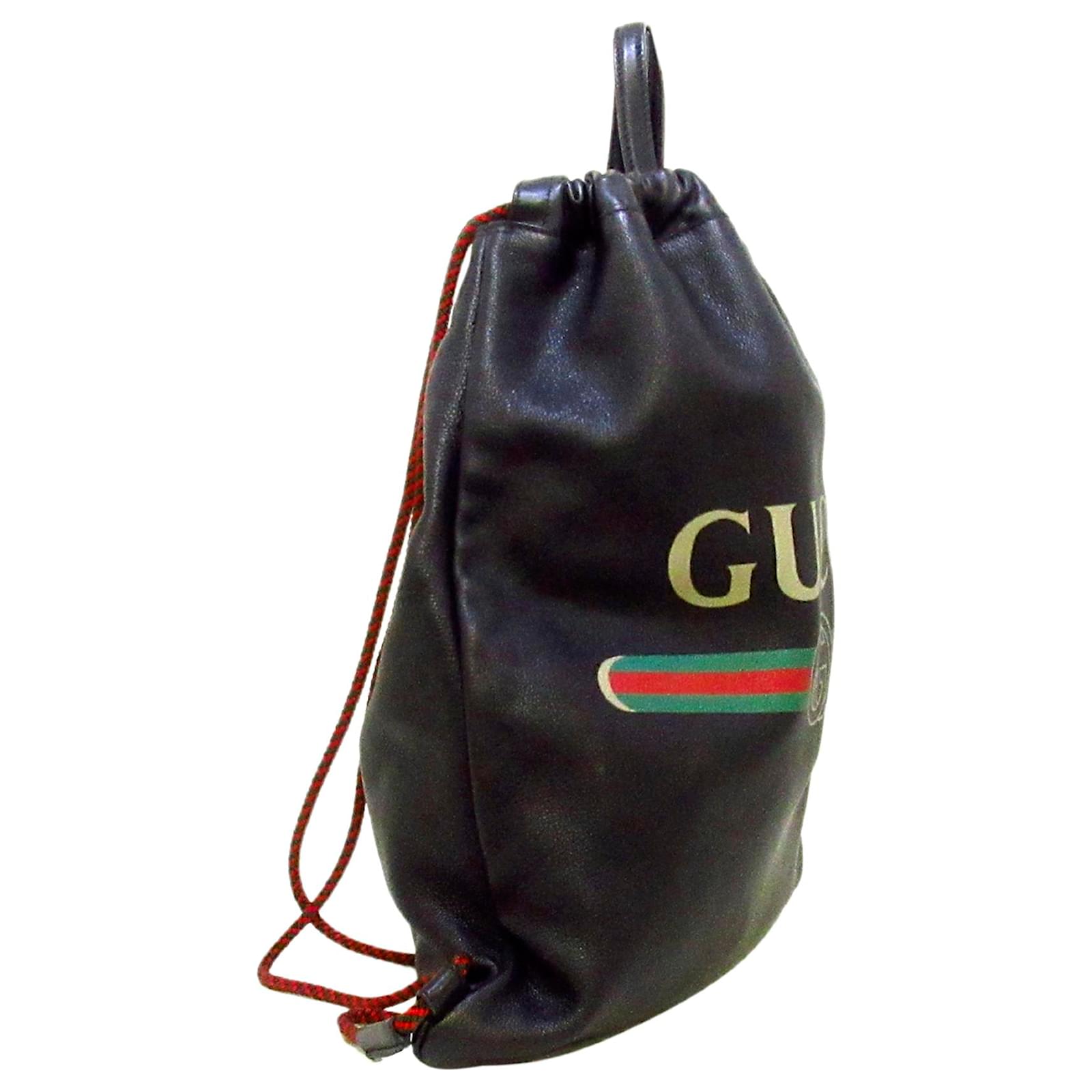 Gucci Black Gucci Logo Backpack Leather Pony-style calfskin ref.616465 ...