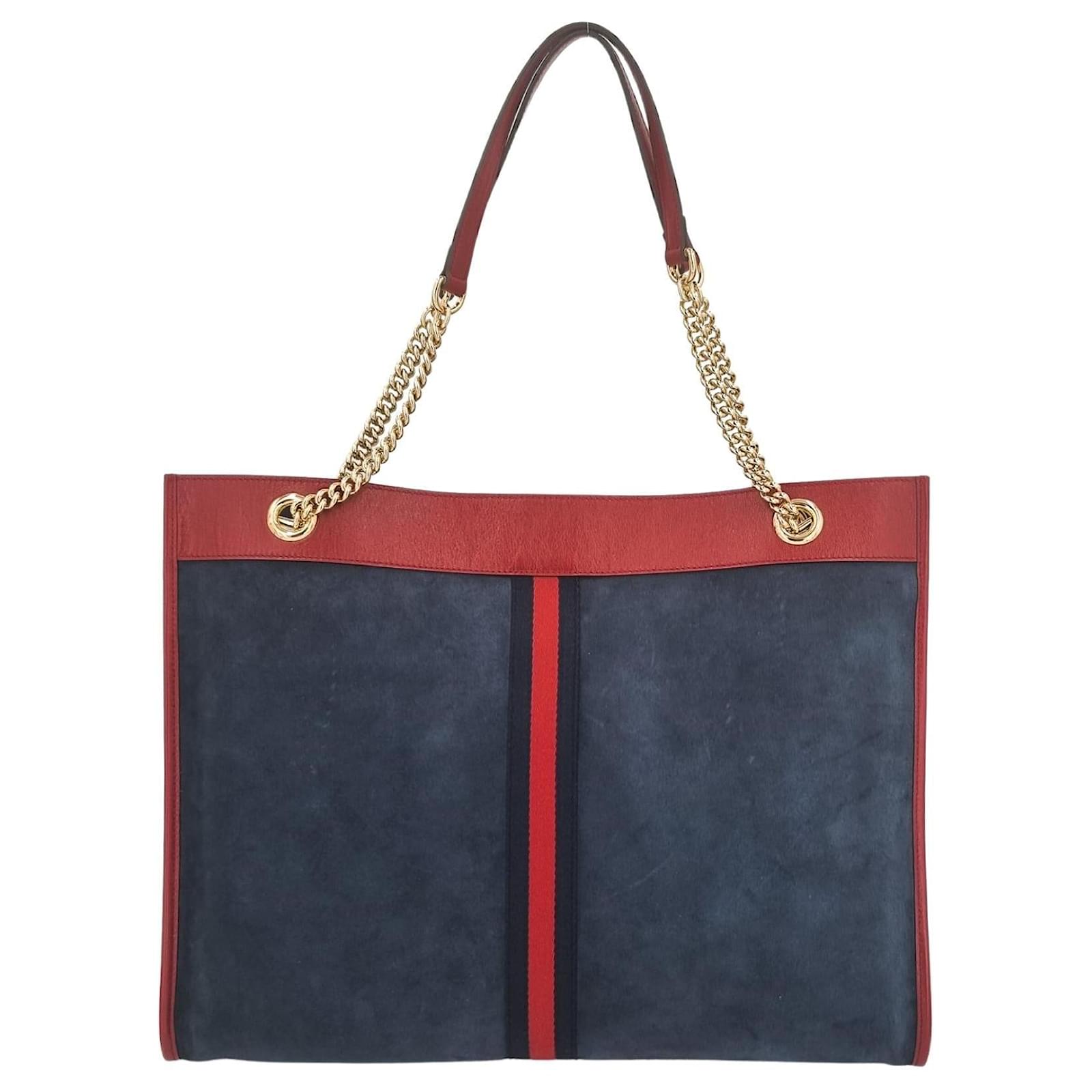 Gucci Maxi Rajah Tote Blue & Red Leather ref.616653 - Joli Closet