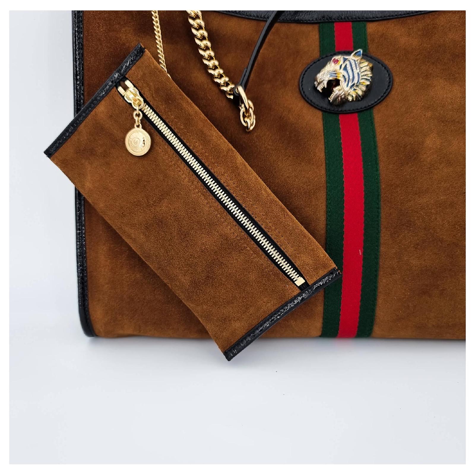 Gucci Maxi Rajah Tote Brown Suede Leather ref.616654 - Joli Closet